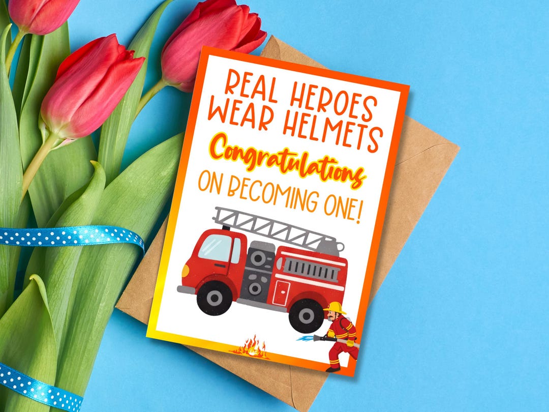 New Firefighter Card Printable, Firefighter Congratulations Card, New ...
