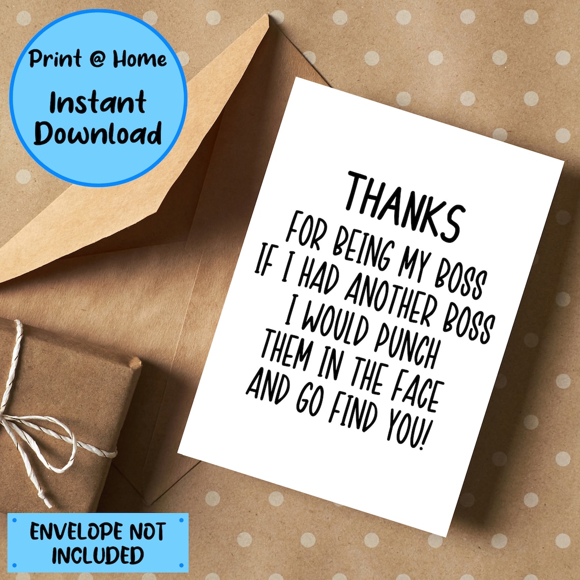 Thank You Boss Card Boss Card Printable Funny Downloadable - Etsy