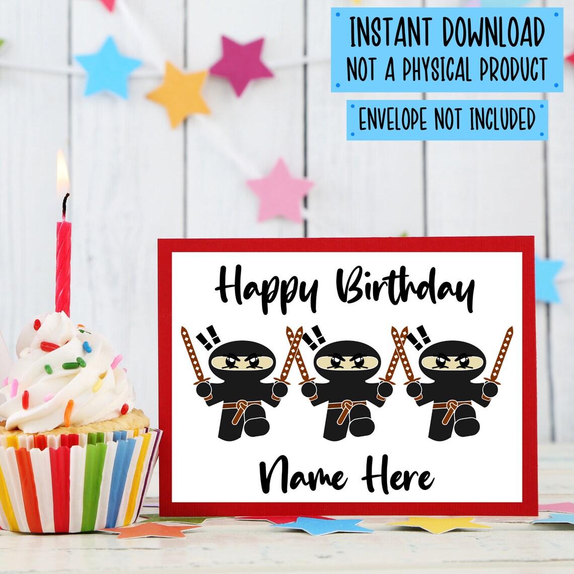 Printable Ninja Birthday Card Ninja Birthday Card - Etsy