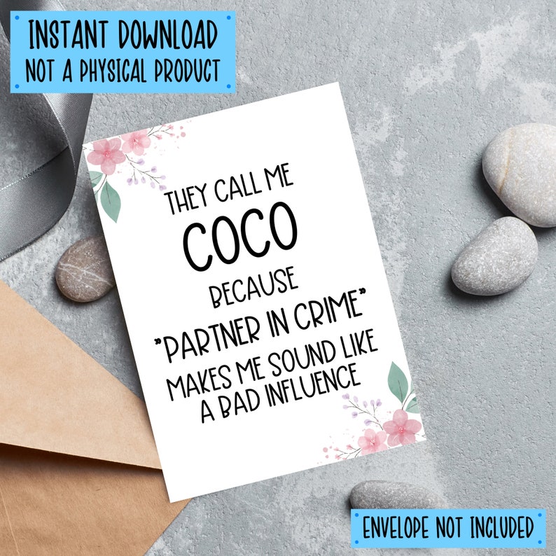 Coco Printable Card, Printable Card for Coco, Funny Coco Card, Coco ...