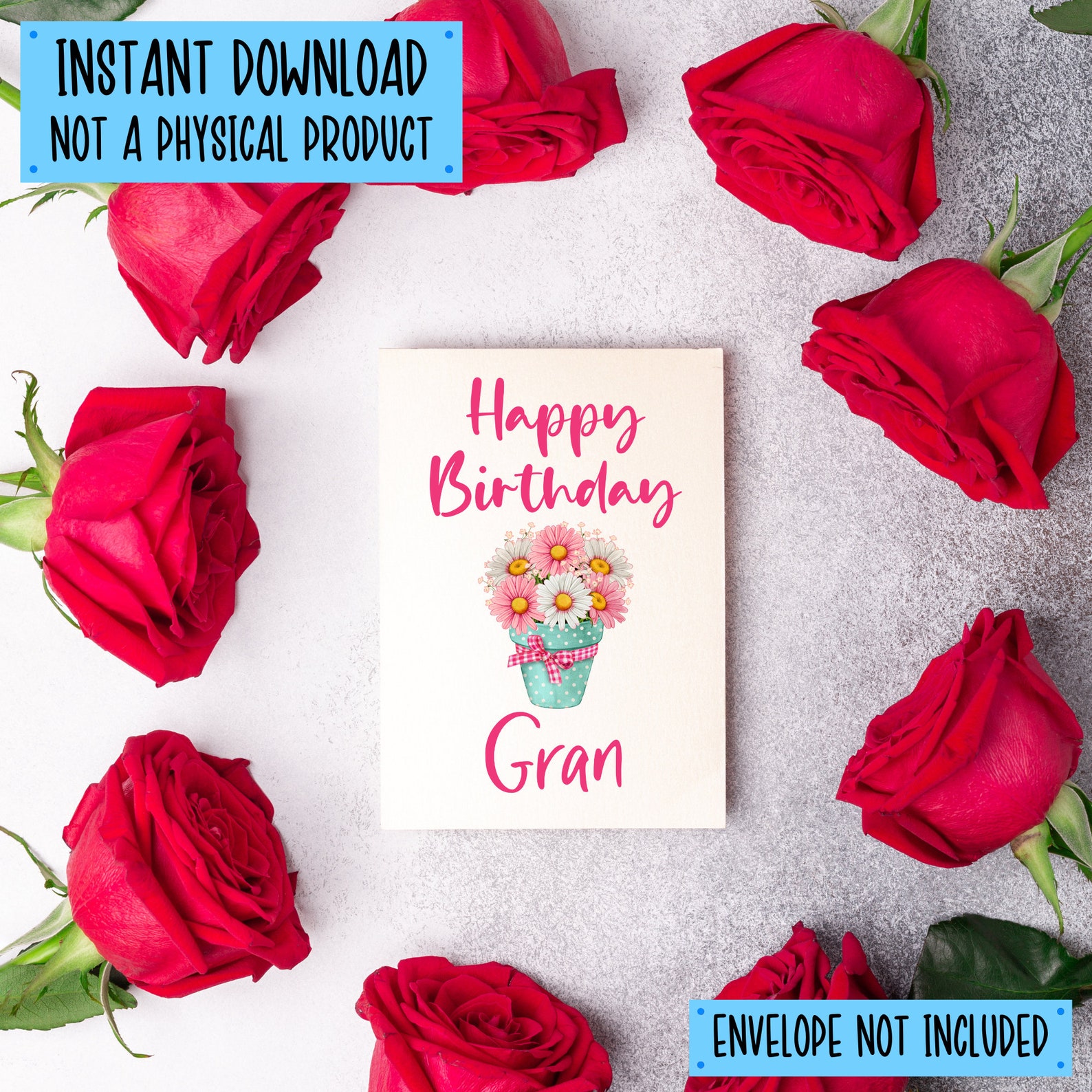 Gran Birthday Card Printable, Happy Birthday Gran Card, Downloadable ...
