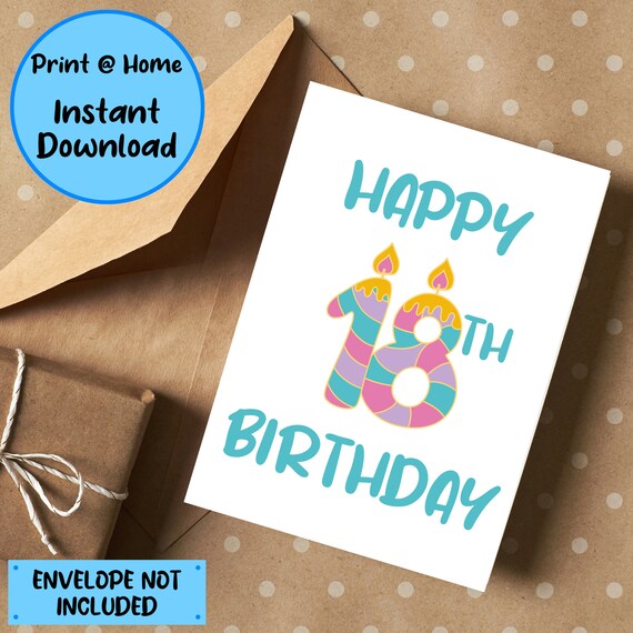 18th Birthday Card Printable Downloadable 18th Birthday | Etsy