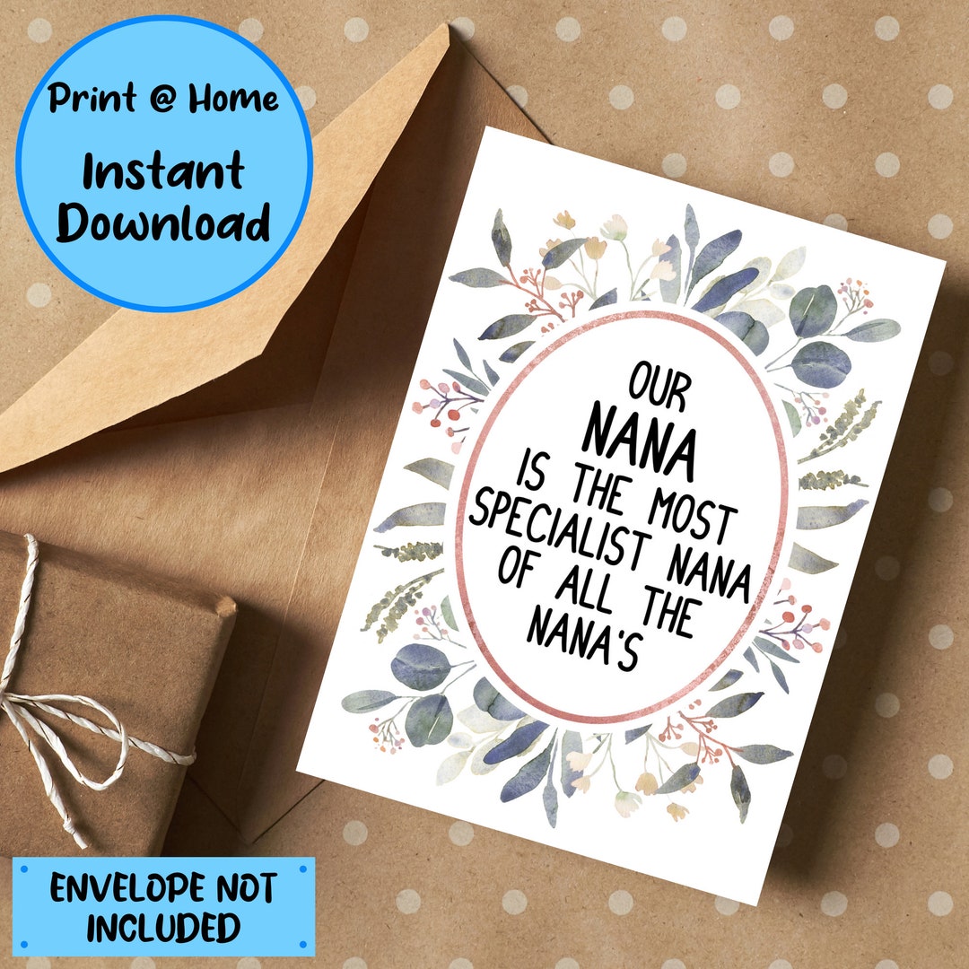 Nana Card Printable - Printable Card for Nana, Nana Mothers Day, Nana ...