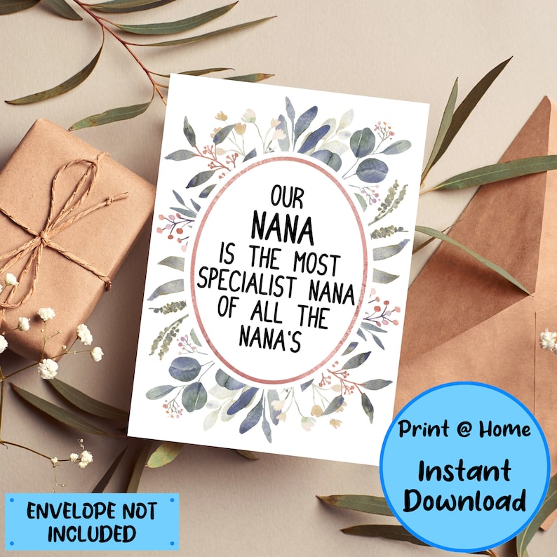 Nana Card Printable - Printable Card for Nana, Nana Mothers Day, Nana ...