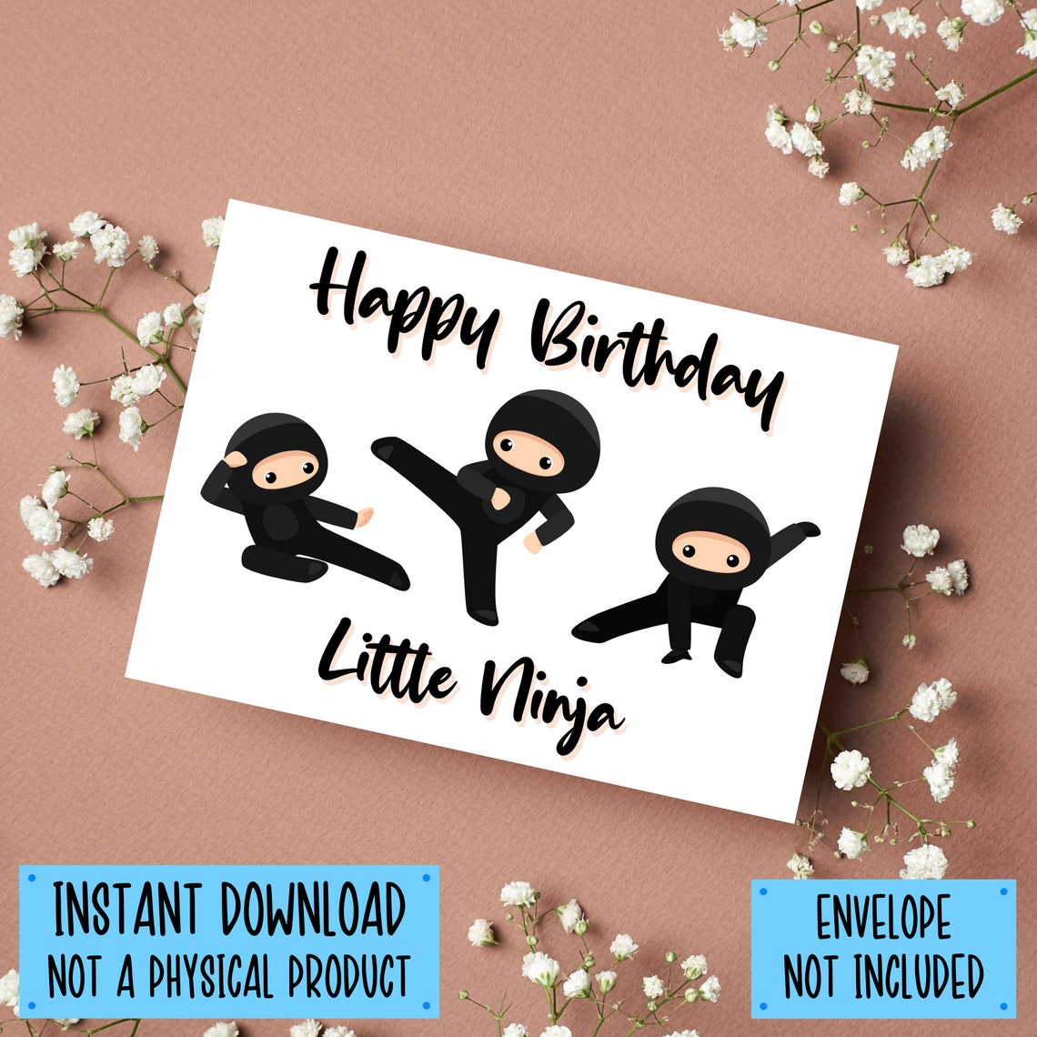 Printable Ninja Birthday Card Ninja Card, Downloadable Card, Instant ...