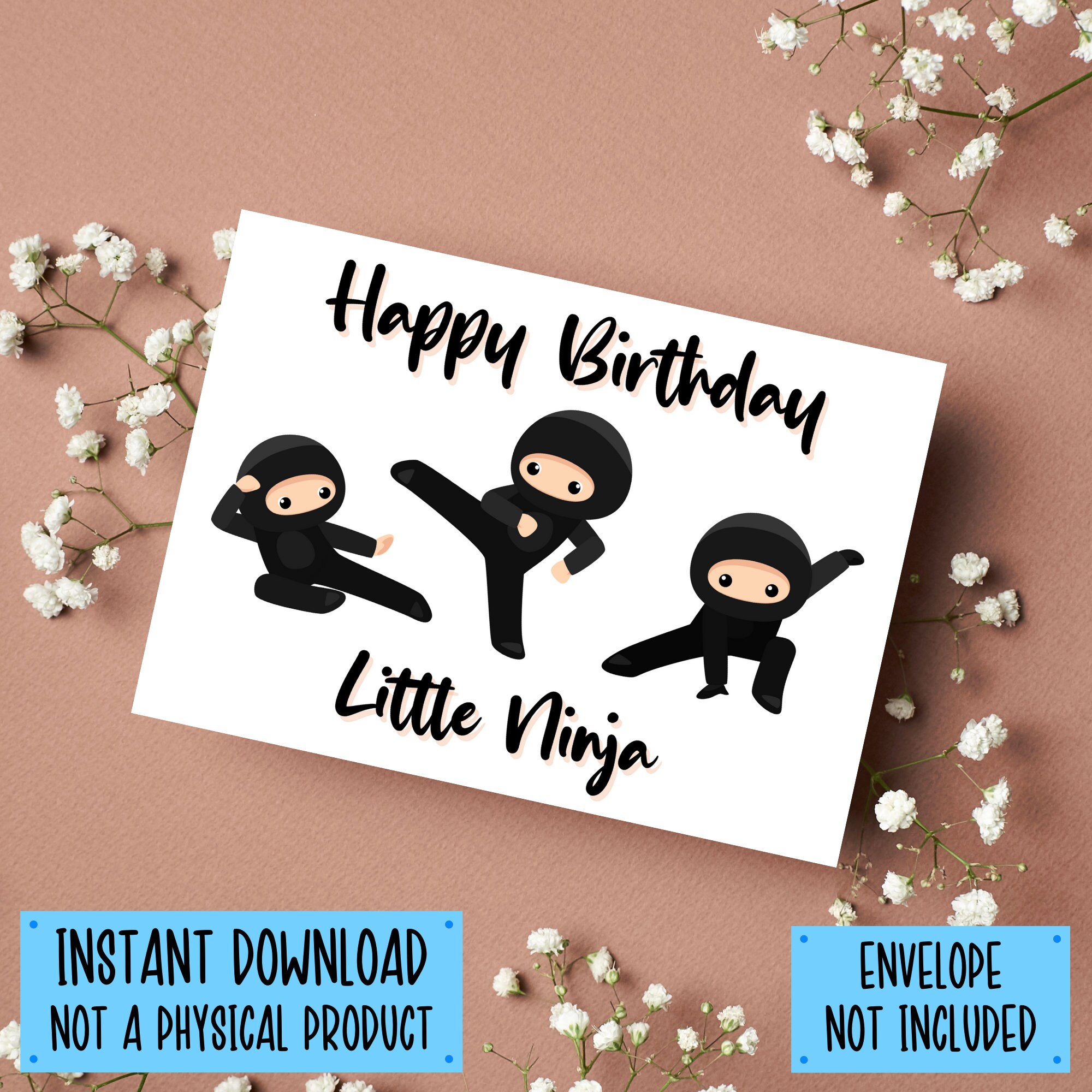 Printable Ninja Birthday Card - Ninja Card, Downloadable Card, Instant ...