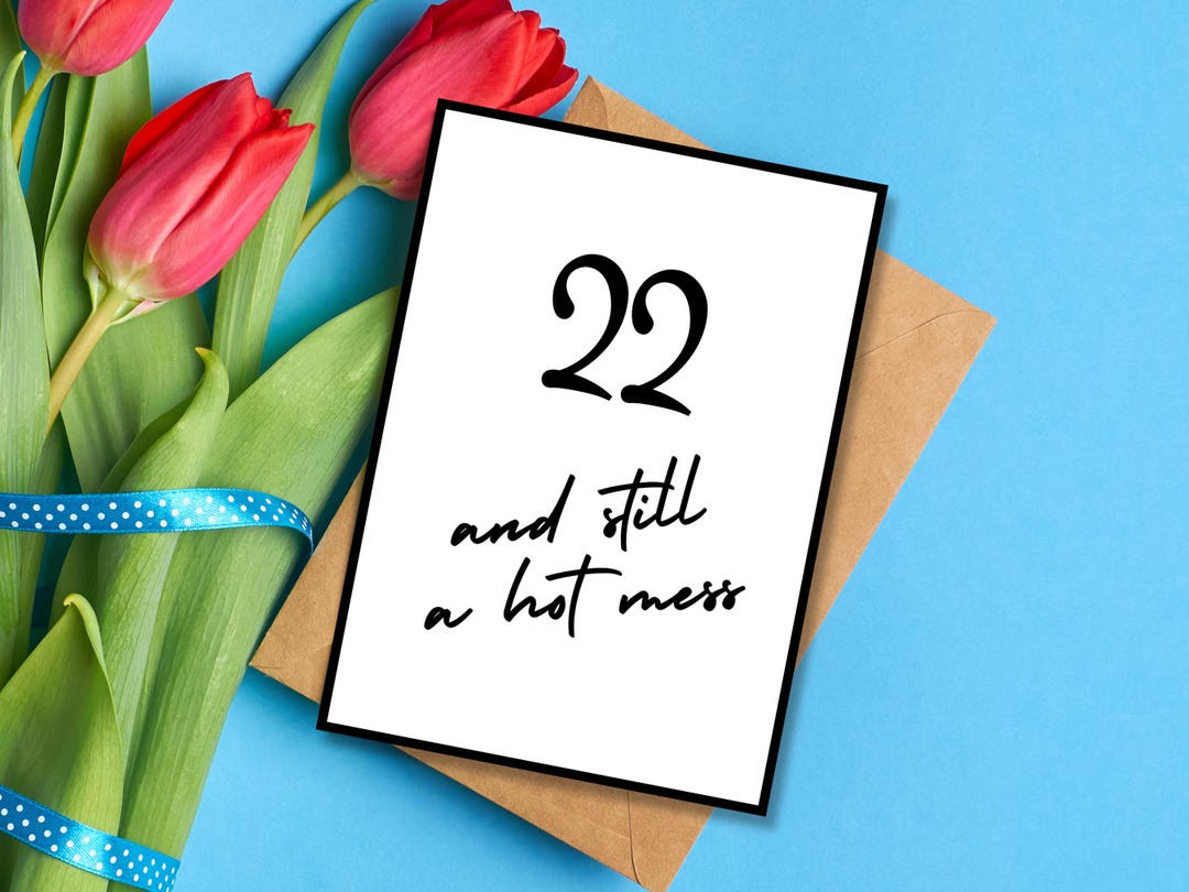 Funny 22 Birthday Card Printable, 22 Birthday Cards, 22 Birthday Card ...