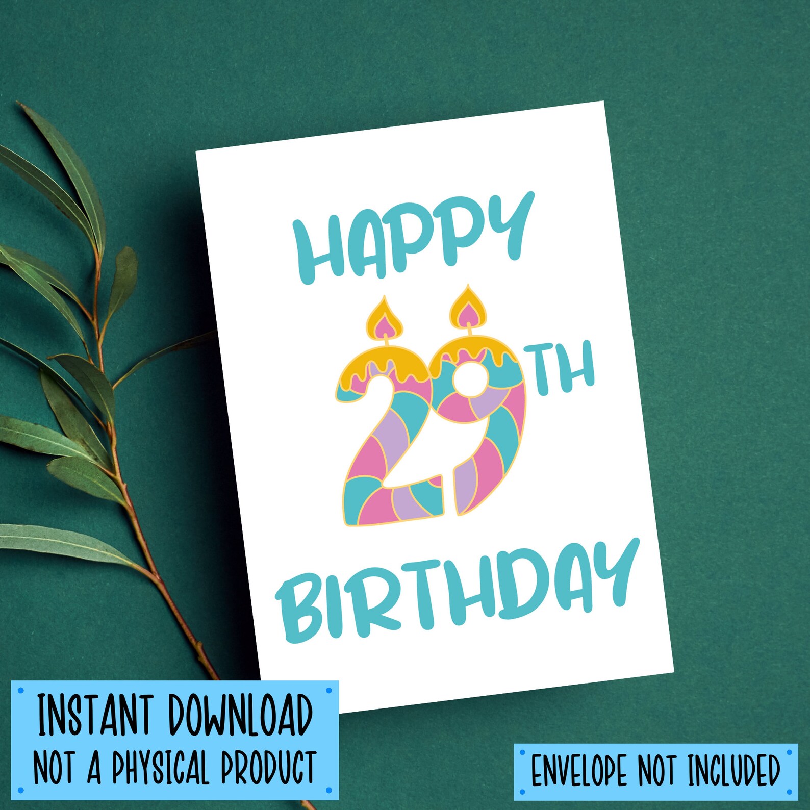 29th Birthday Card Printable Downloadable 29th Birthday Card - Etsy