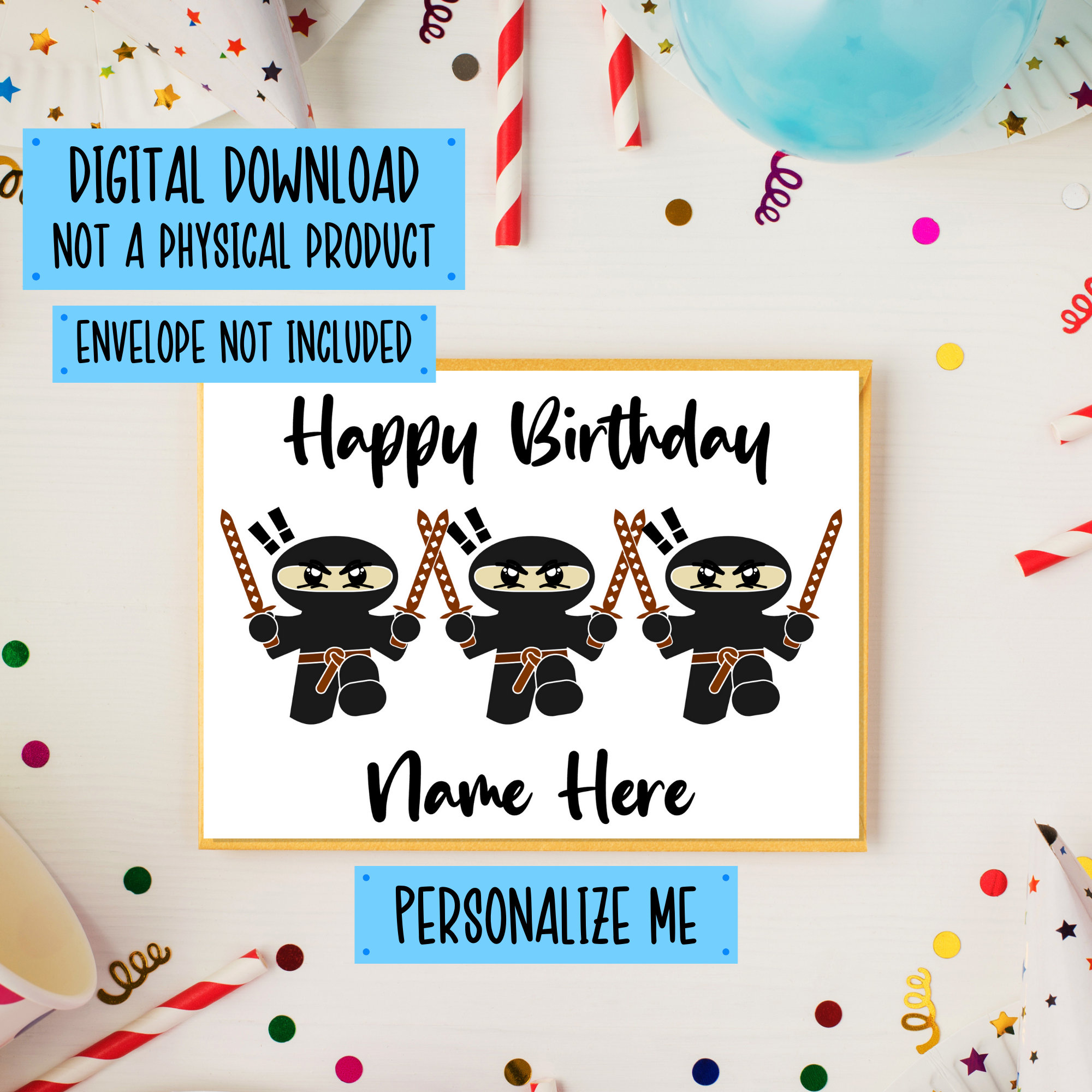 Printable Ninja Birthday Card Ninja Birthday Card - Etsy