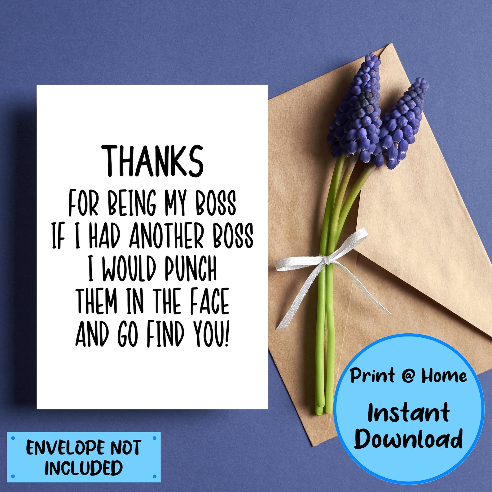 Thank You Boss Card Boss Card Printable Funny Downloadable - Etsy