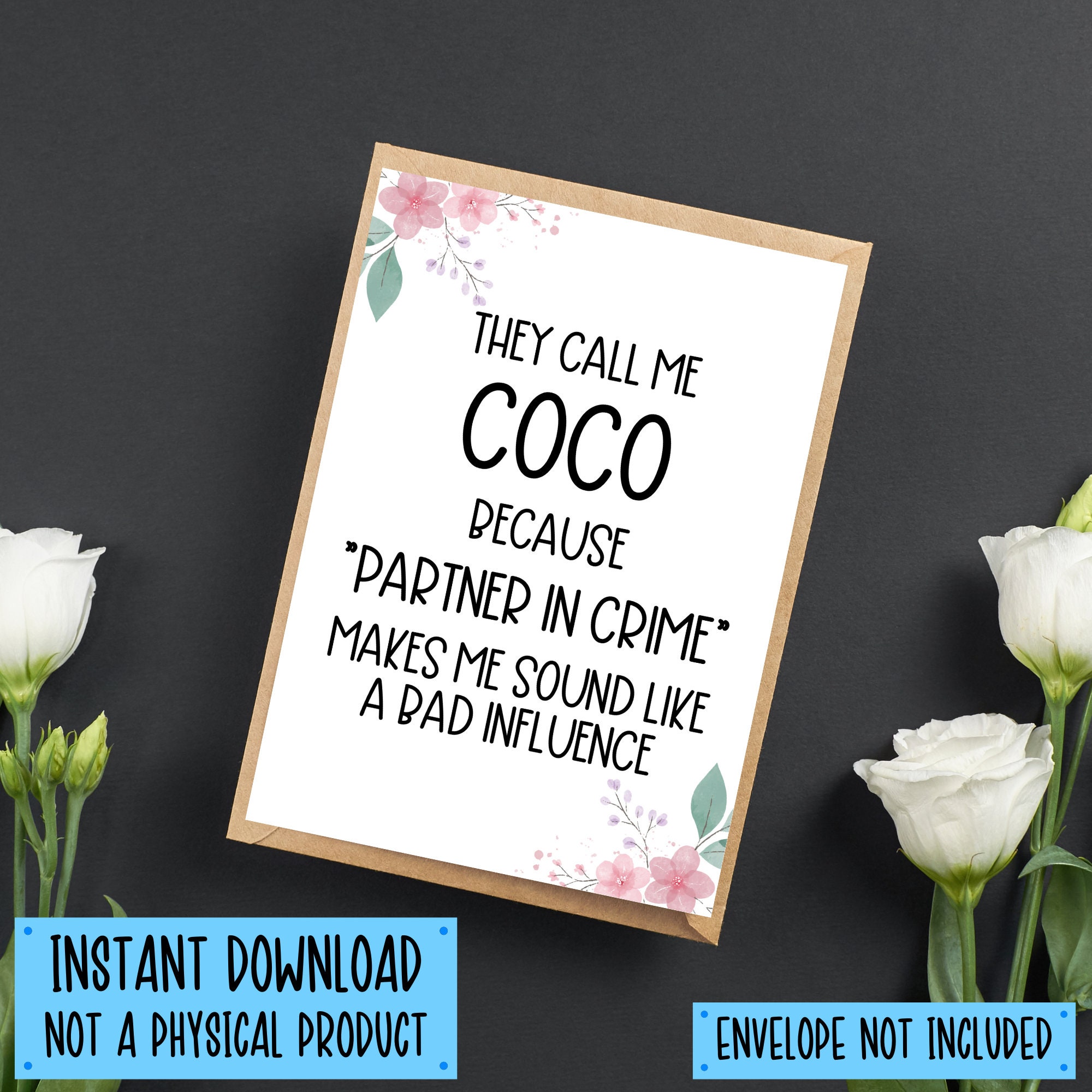 Coco Printable Card, Printable Card for Coco, Funny Coco Card, Coco ...