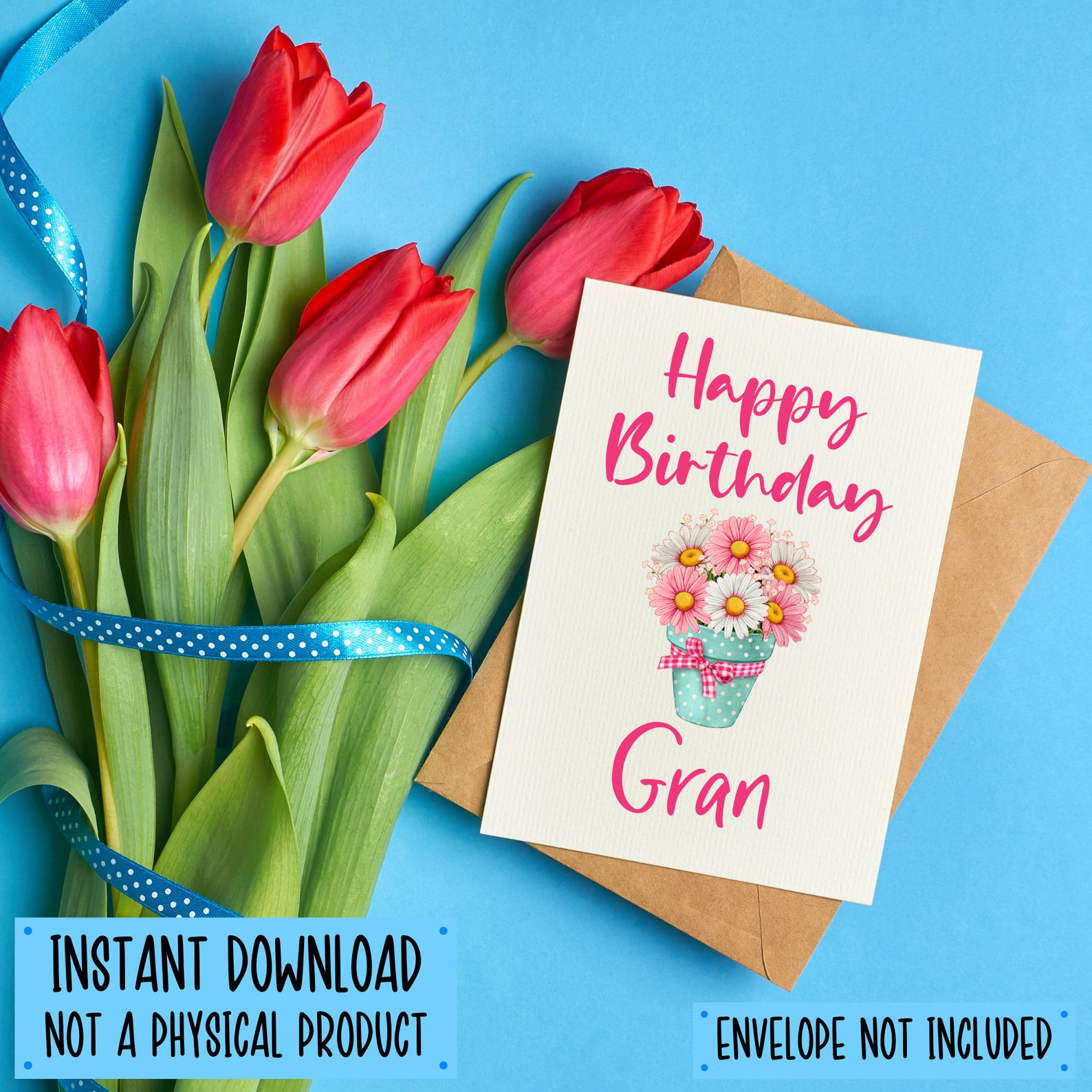Gran Birthday Card Printable, Happy Birthday Gran Card, Downloadable ...