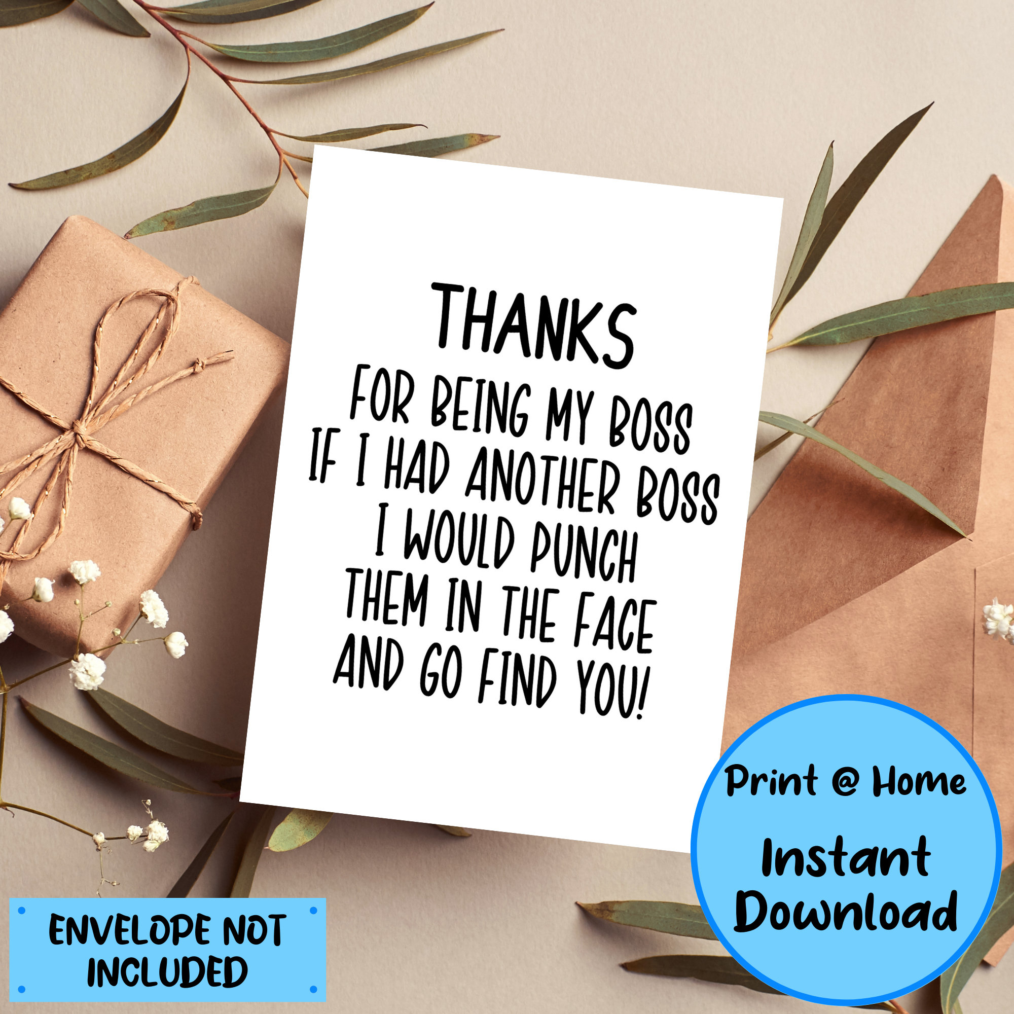 Buy Thank You Boss Card Boss Card Printable Funny Downloadable Online ...