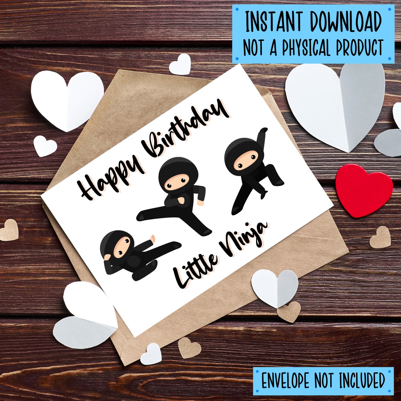 Printable Ninja Birthday Card Ninja Card, Downloadable Card, Instant ...