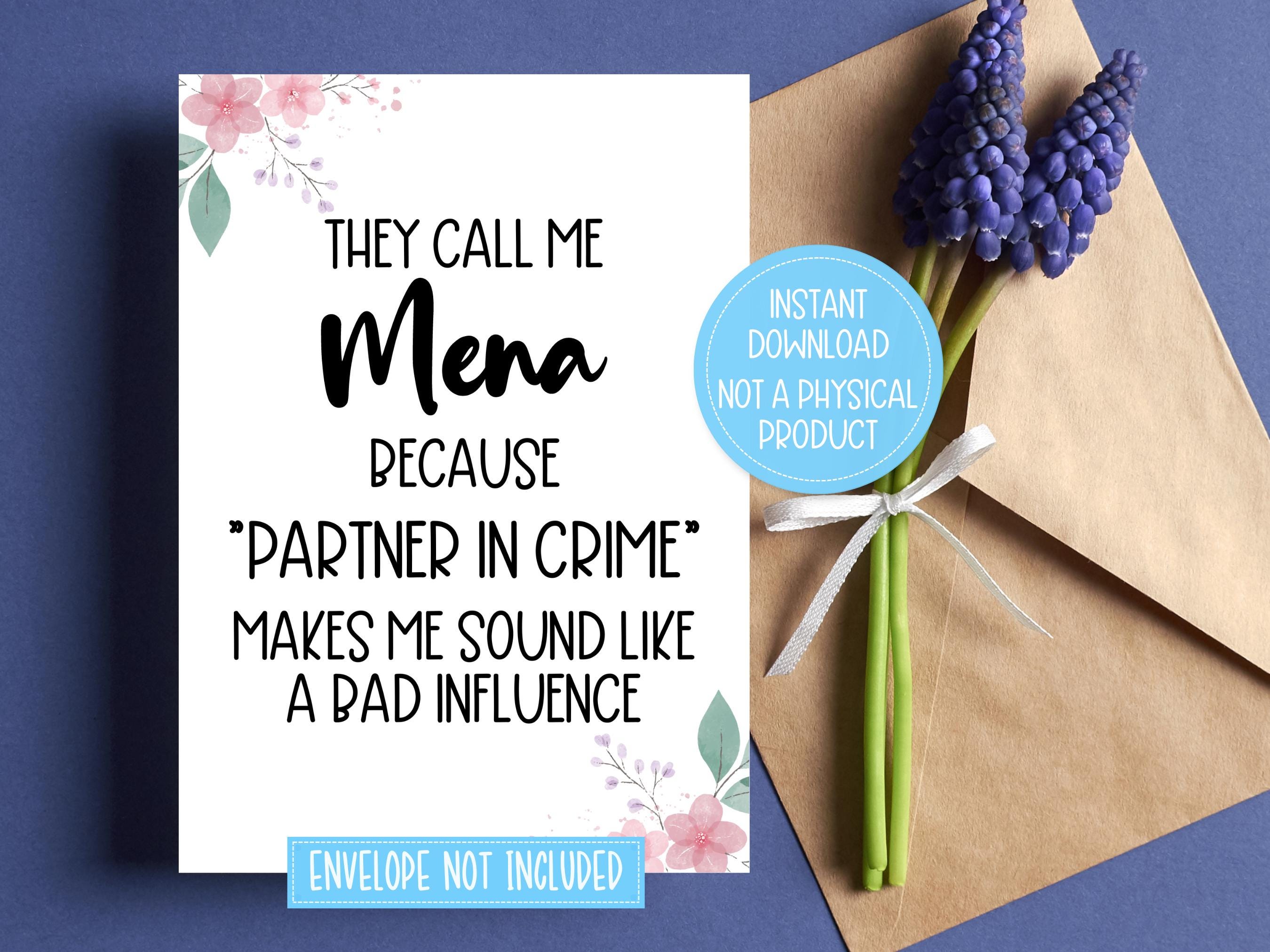 Mena Printable Card, Printable Card for Mena, Funny Mena Card, Mena ...