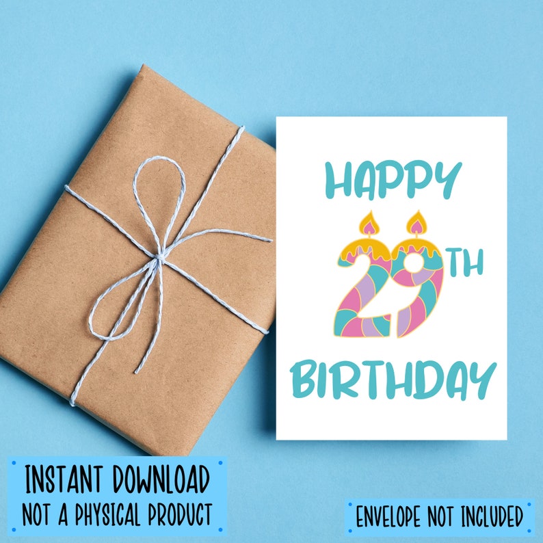 29th Birthday Card Printable Downloadable 29th Birthday Card - Etsy