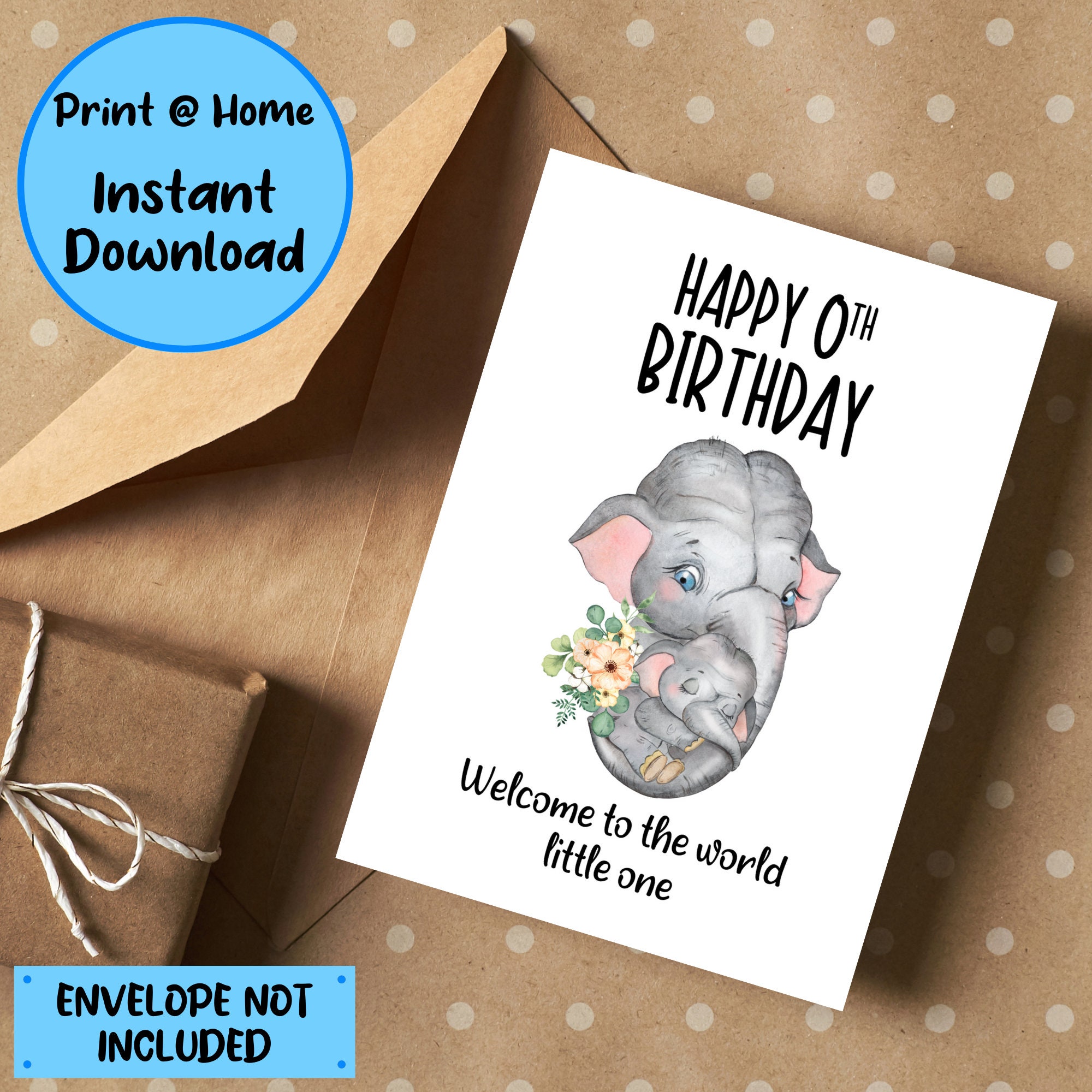 0th Birthday Cards Printable - New Born Baby Card, Digital Download for ...