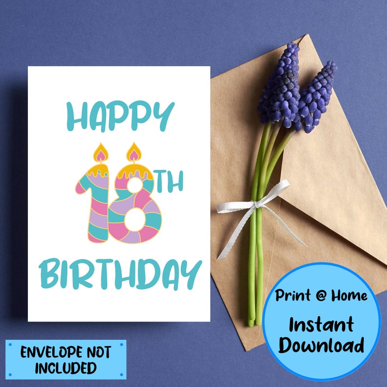 18th Birthday Card Printable - Downloadable 18th Birthday Card, 18th ...