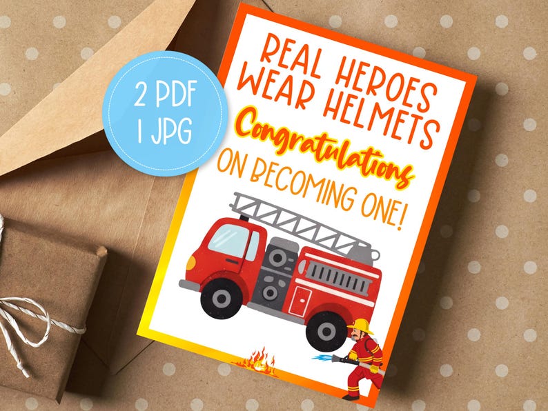 New Firefighter Card Printable, Firefighter Congratulations Card, New ...
