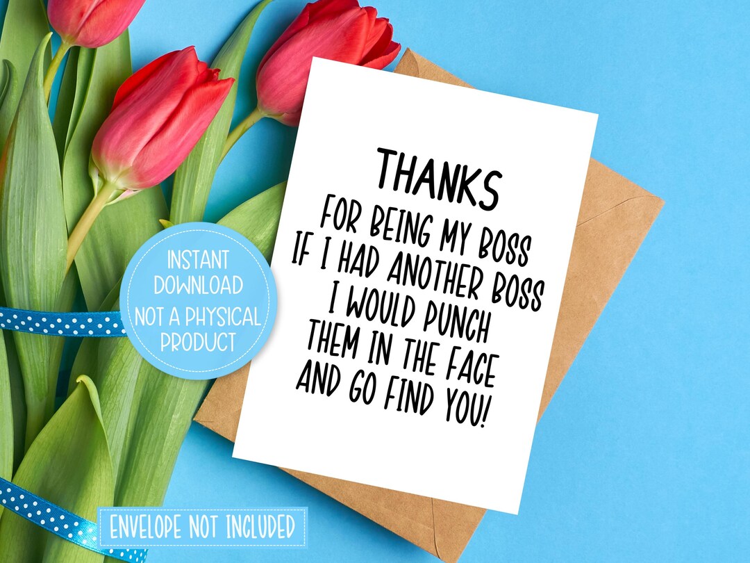 Thank You Boss Card - Boss Card Printable, Funny Downloadable Boss Card ...