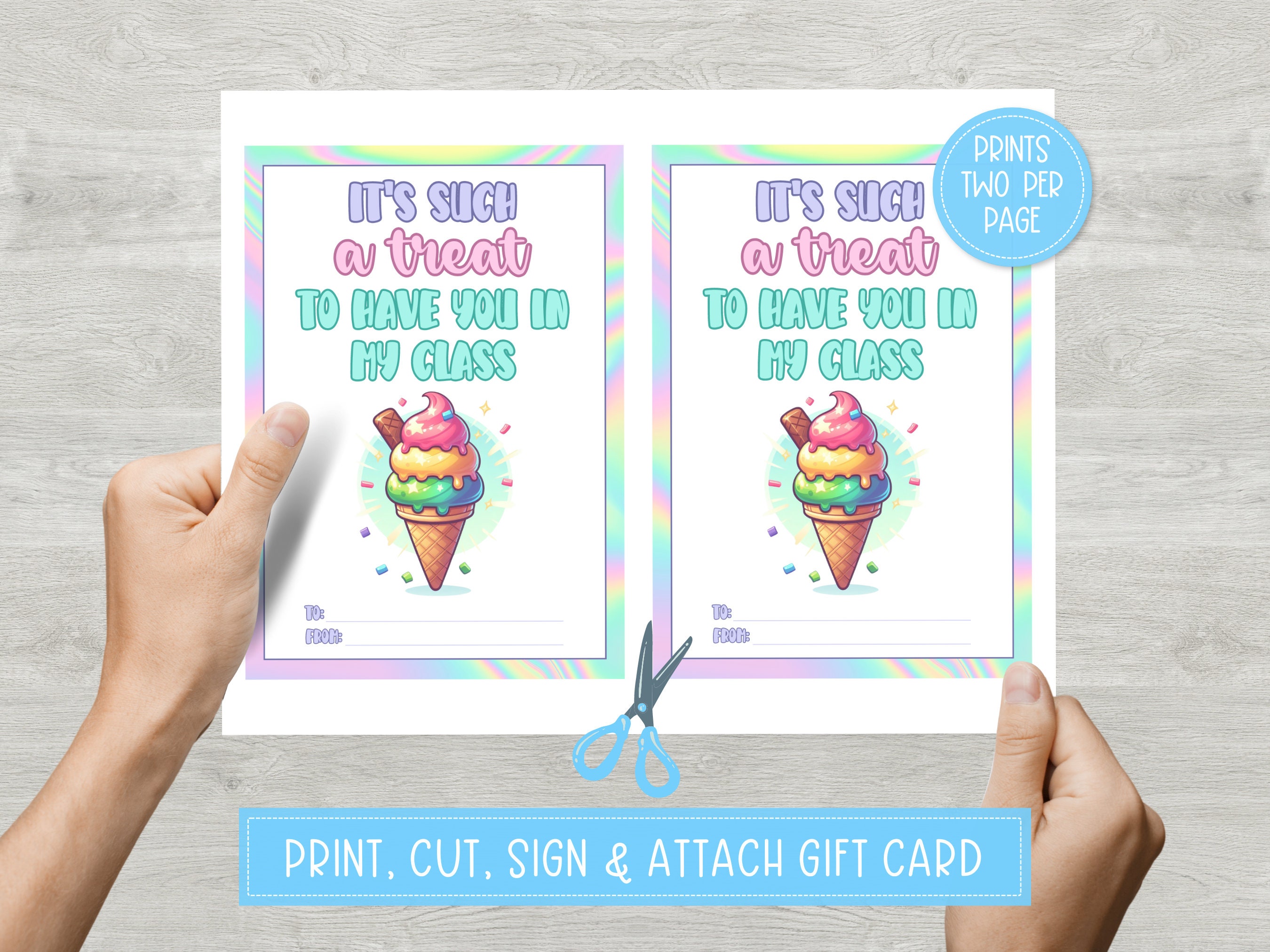 Ice Cream Gift Card Holder Printable, Ice Cream Gift Card Holder for ...