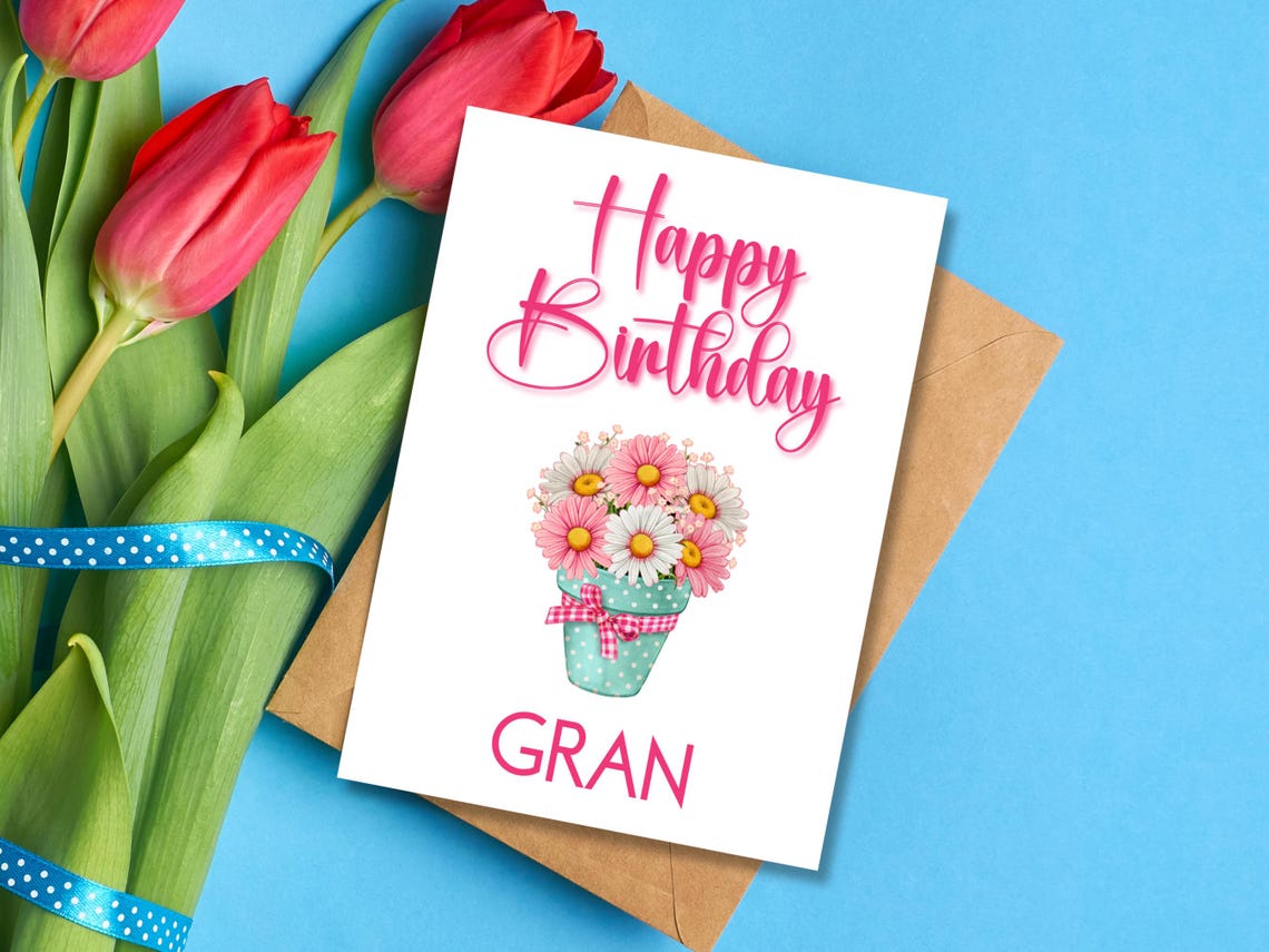 Gran Birthday Card Printable, Happy Birthday Gran Card, Downloadable ...