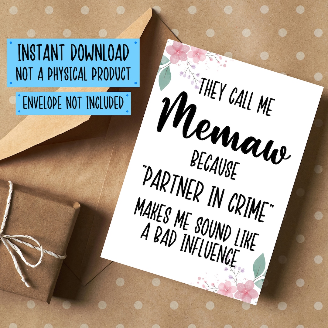 Memaw Printable Card, Printable Card for Memaw, Funny Memaw Card, Memaw ...