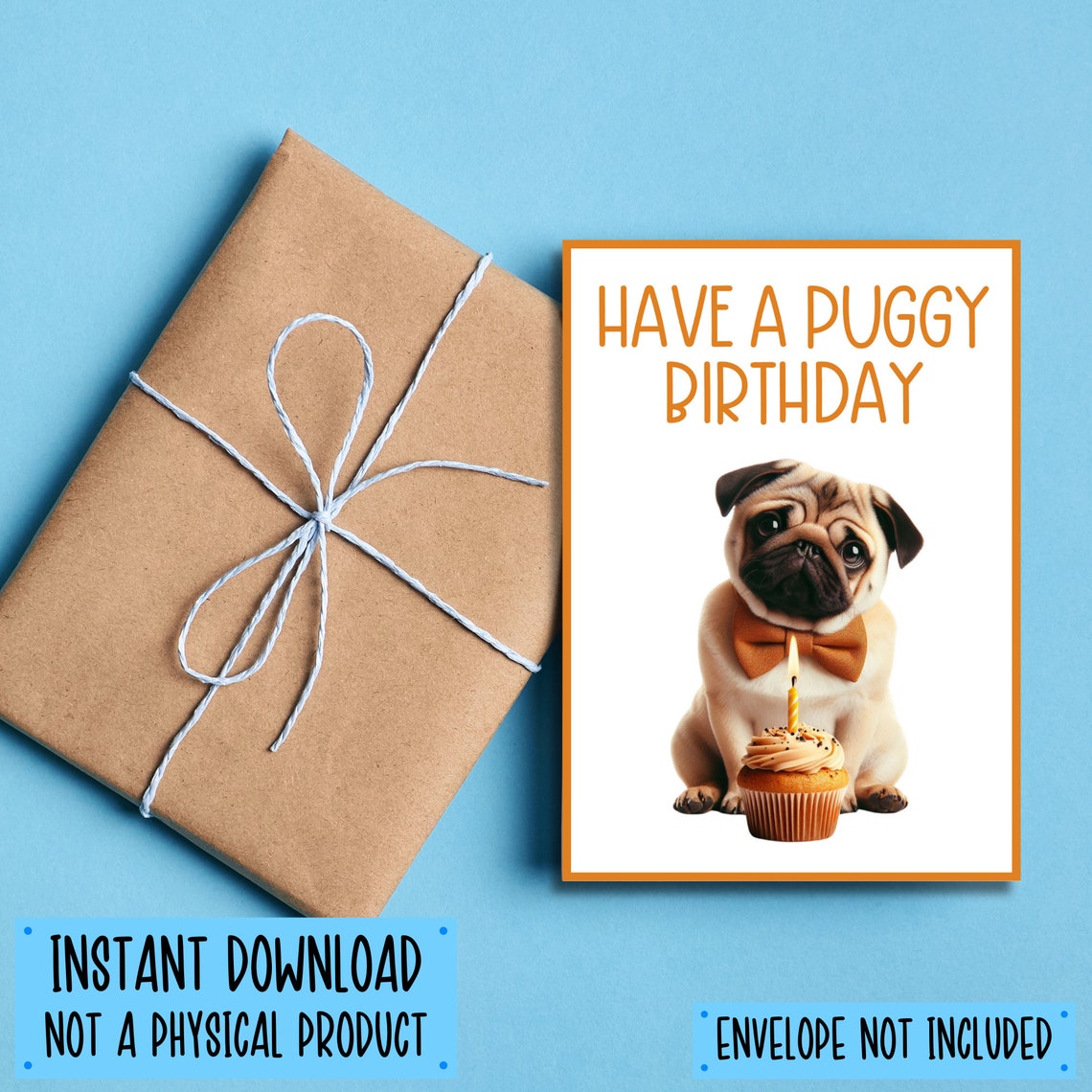 Pug Birthday Card Printable, Pug Card, Pug Dad Gift, Dog Lover ...