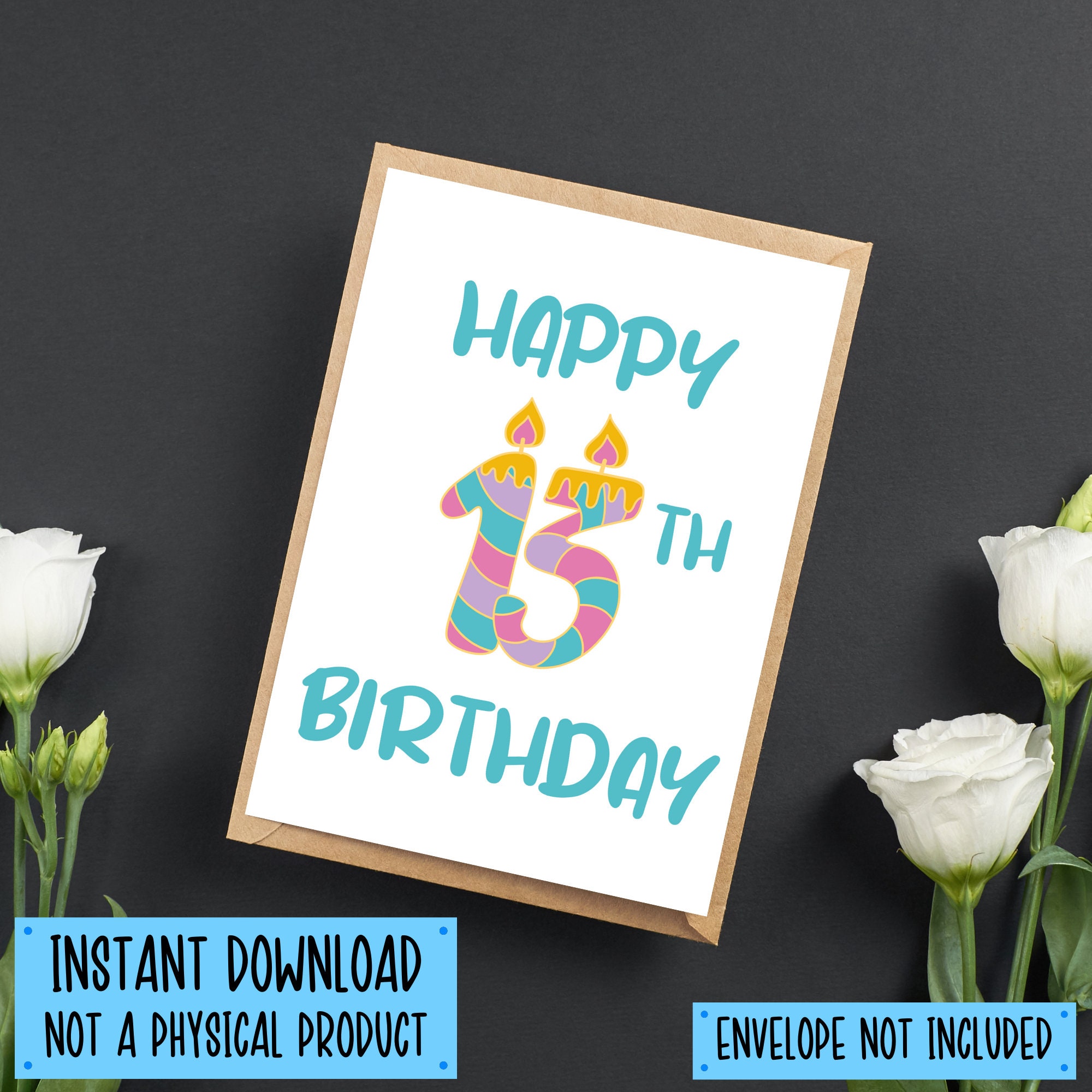 13th Birthday Card Printable, Downloadable 13th Birthday Card, 13th ...