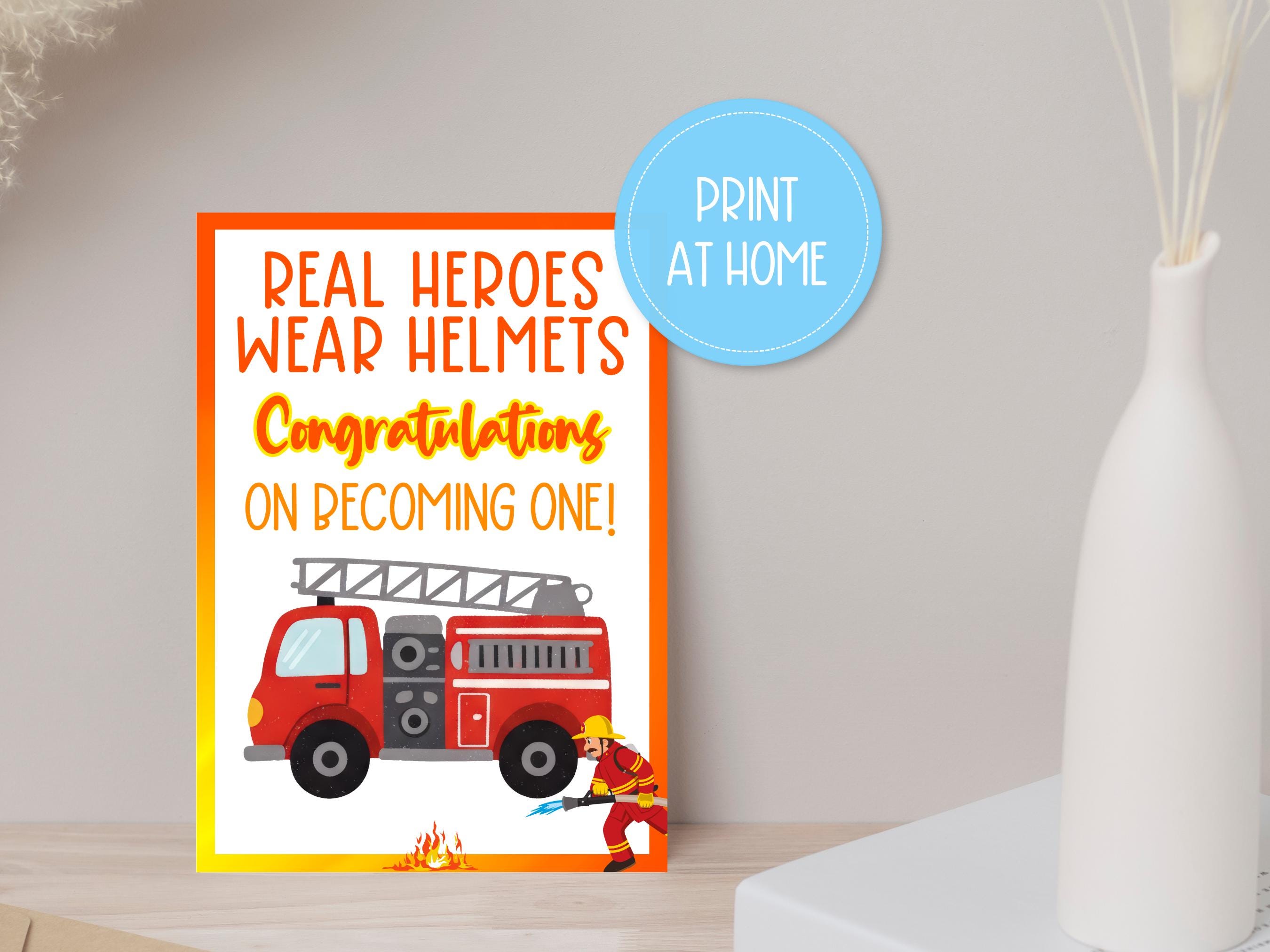 New Firefighter Card Printable, Firefighter Congratulations Card, New ...