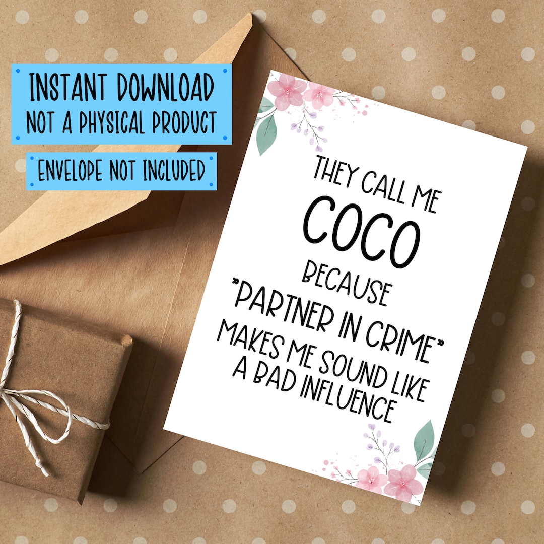 Coco Printable Card, Printable Card for Coco, Funny Coco Card, Coco ...