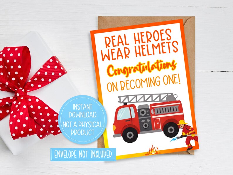 New Firefighter Card Printable, Firefighter Congratulations Card, New ...