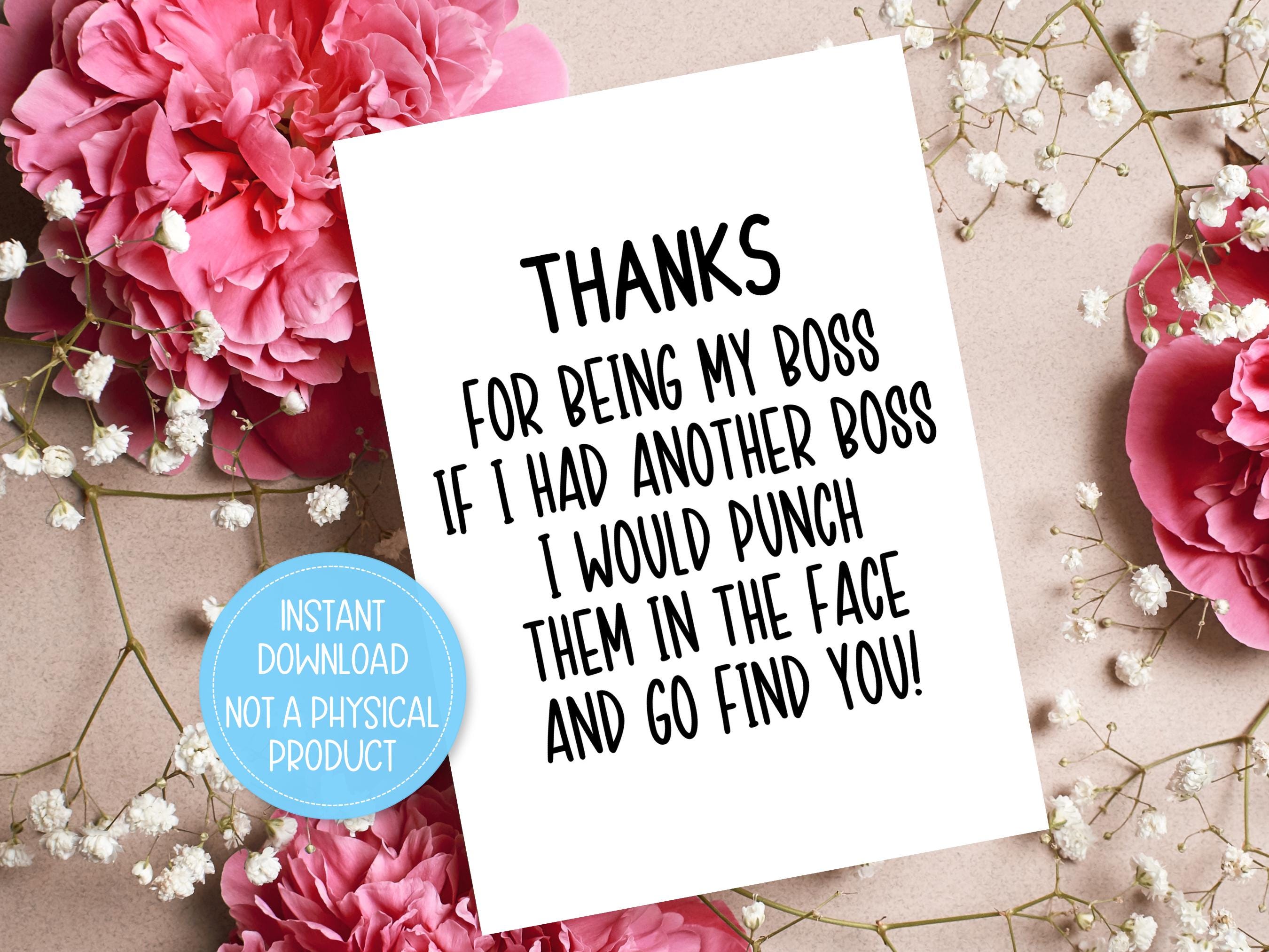 Thank You Boss Card - Boss Card Printable, Funny Downloadable Boss Card ...