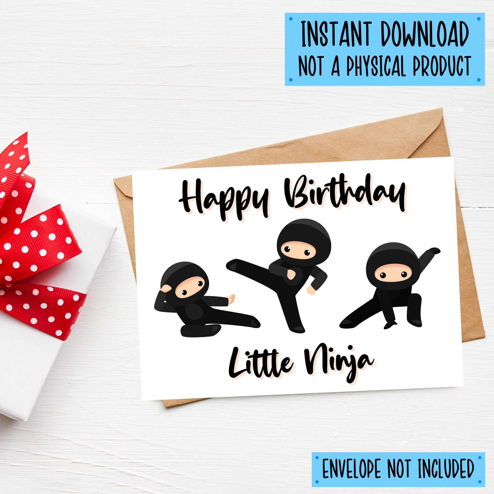 Printable Ninja Birthday Card - Ninja Card, Downloadable Card, Instant ...
