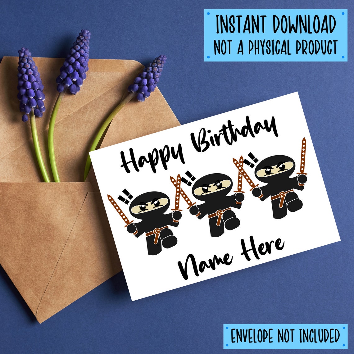 Printable Ninja Birthday Card Ninja Birthday Card - Etsy