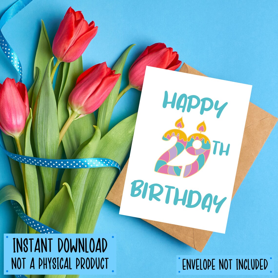 29th Birthday Card Printable Downloadable 29th Birthday Card - Etsy