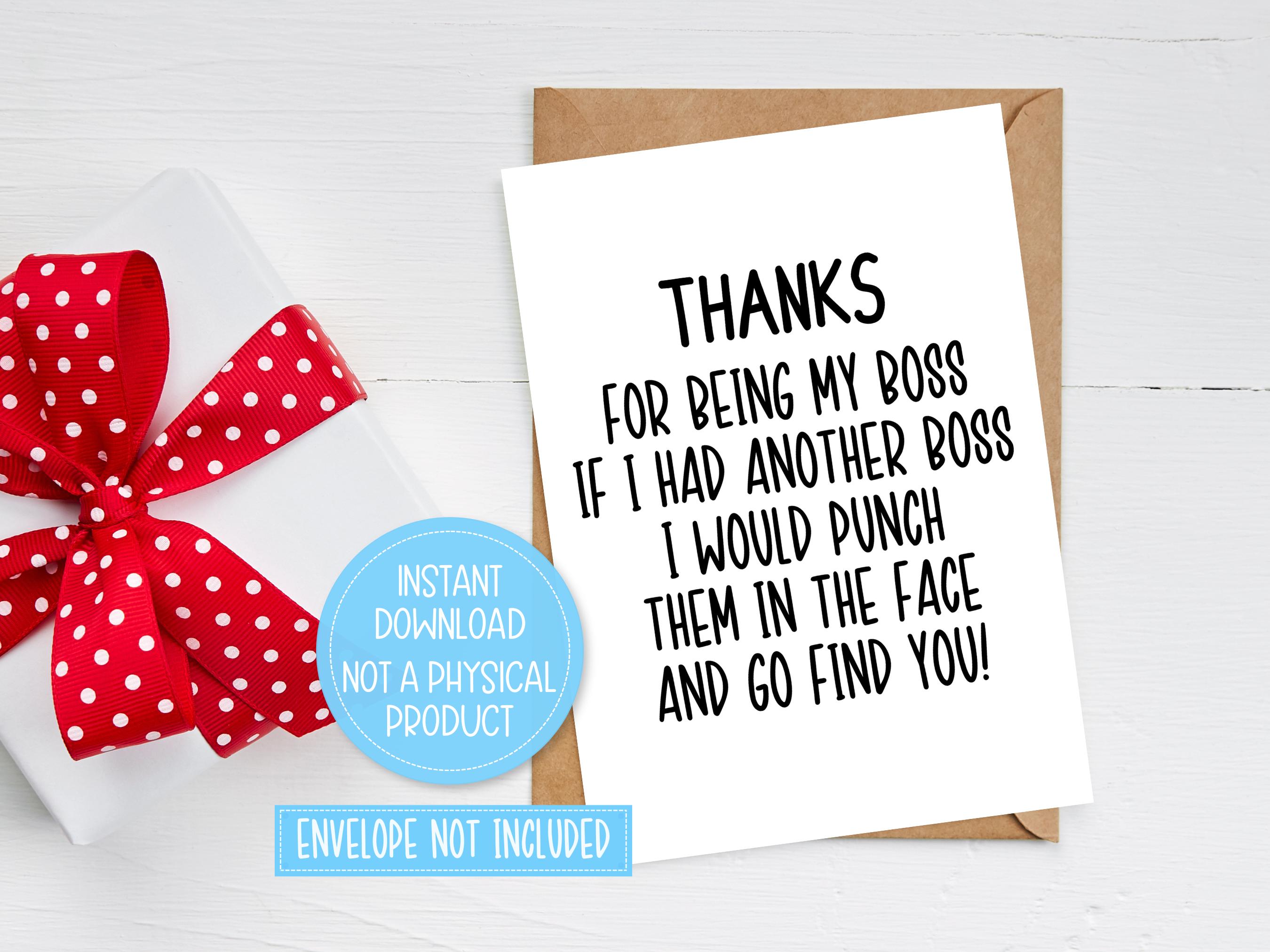 Thank You Boss Card - Boss Card Printable, Funny Downloadable Boss Card ...