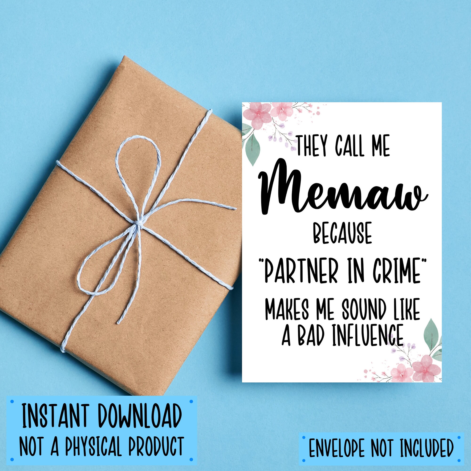 Memaw Printable Card, Printable Card for Memaw, Funny Memaw Card, Memaw ...