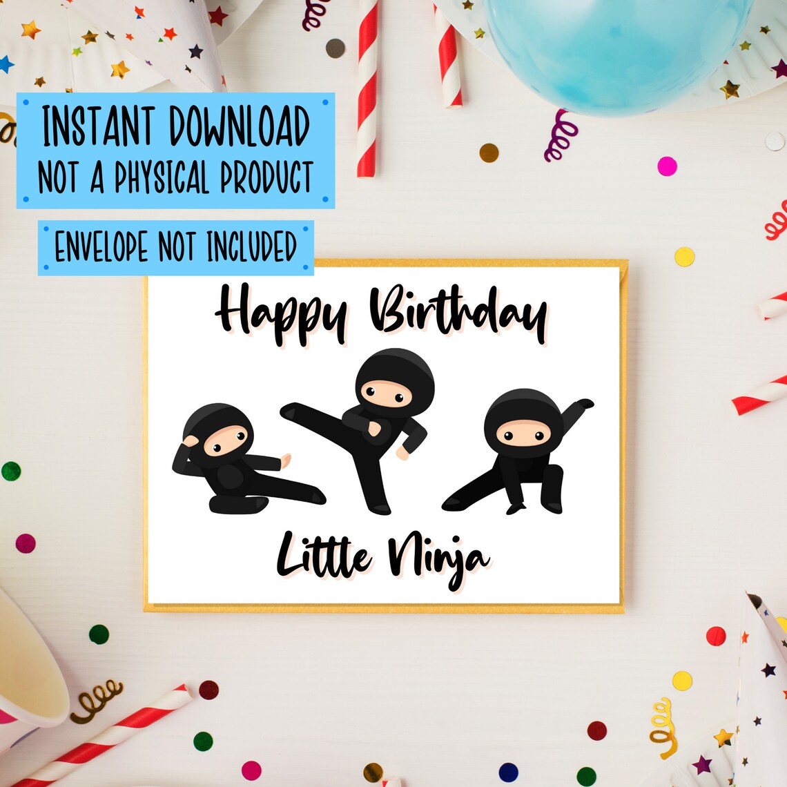 Printable Ninja Birthday Card Ninja Card, Downloadable Card, Instant ...