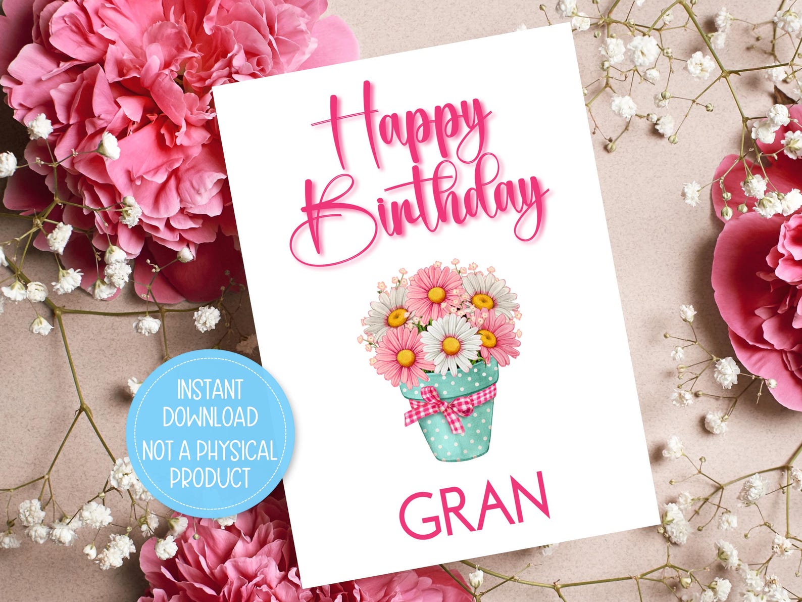 Gran Birthday Card Printable, Happy Birthday Gran Card, Downloadable ...