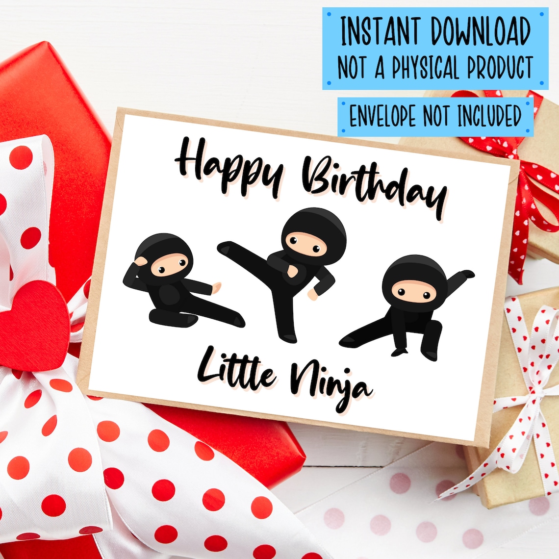 Printable Ninja Birthday Card Ninja Card, Downloadable Card, Instant ...