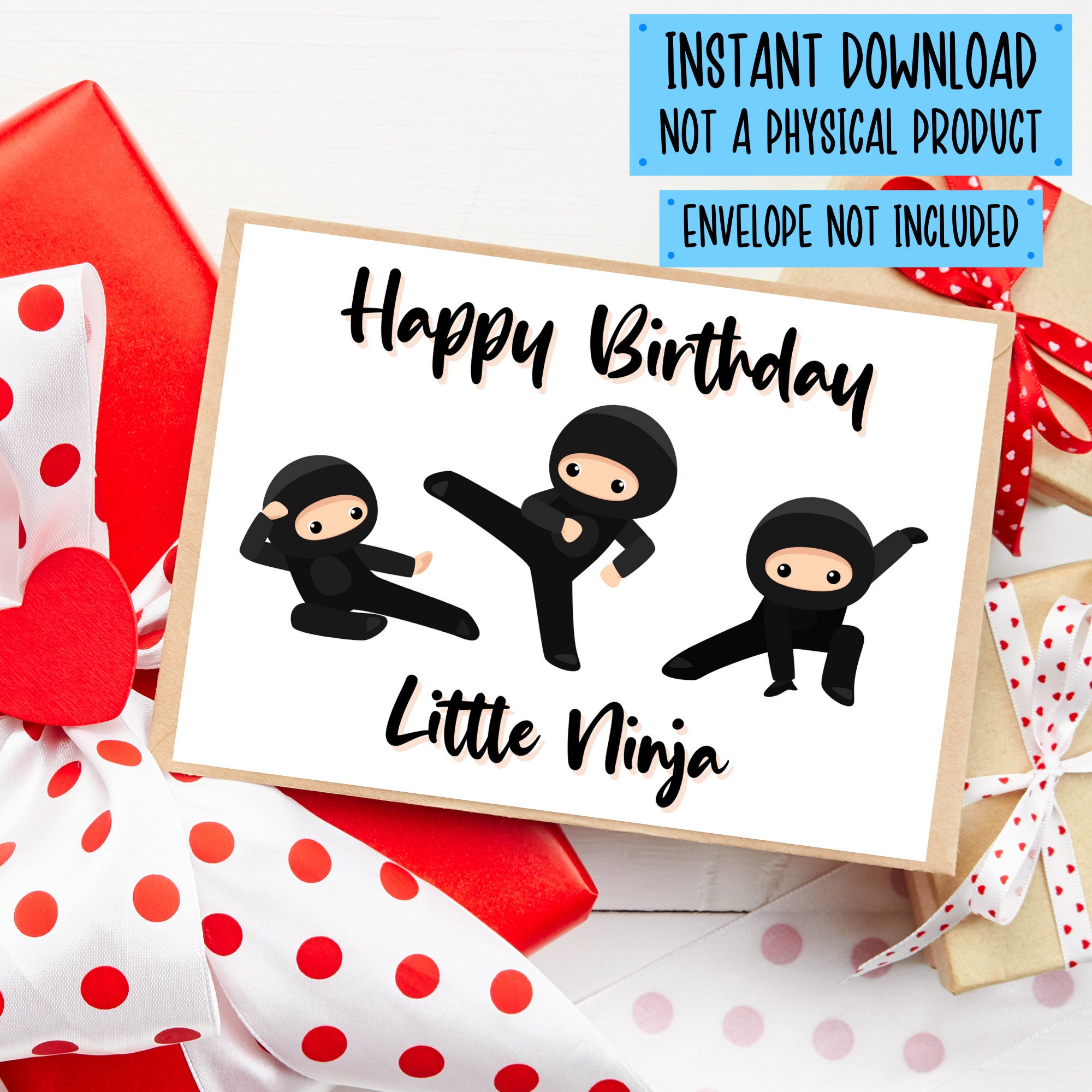 Printable Ninja Birthday Card - Ninja Card, Downloadable Card, Instant ...