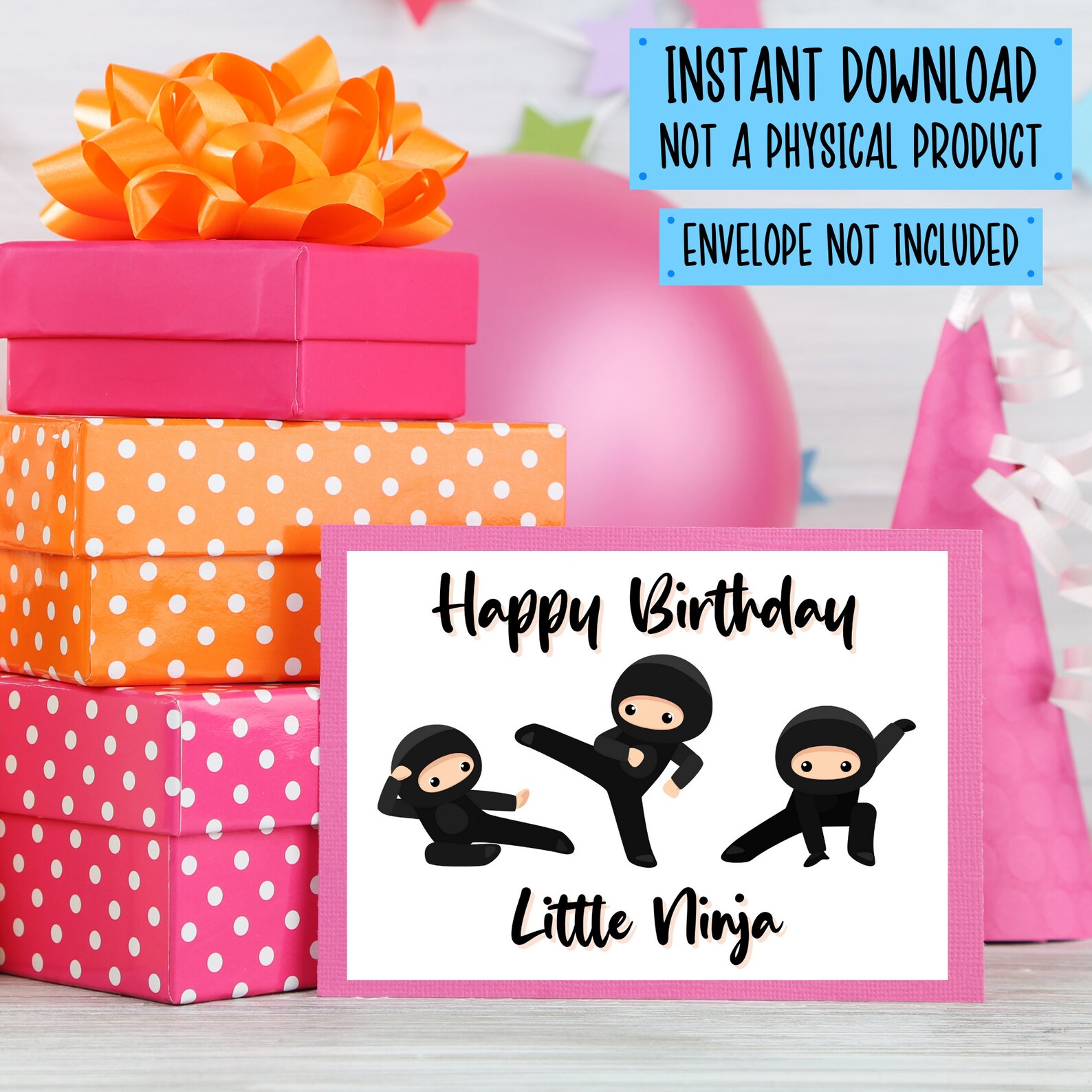 Printable Ninja Birthday Card - Ninja Card, Downloadable Card, Instant ...