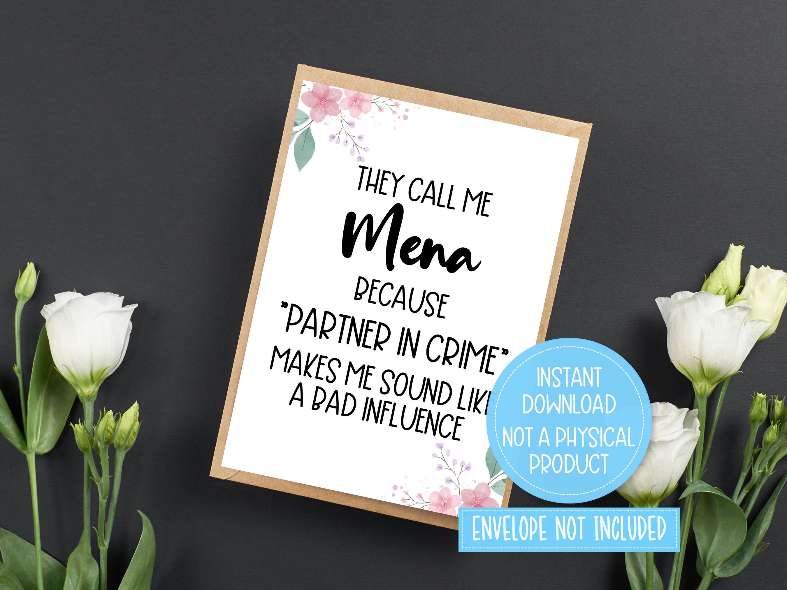 Mena Printable Card, Printable Card for Mena, Funny Mena Card, Mena ...