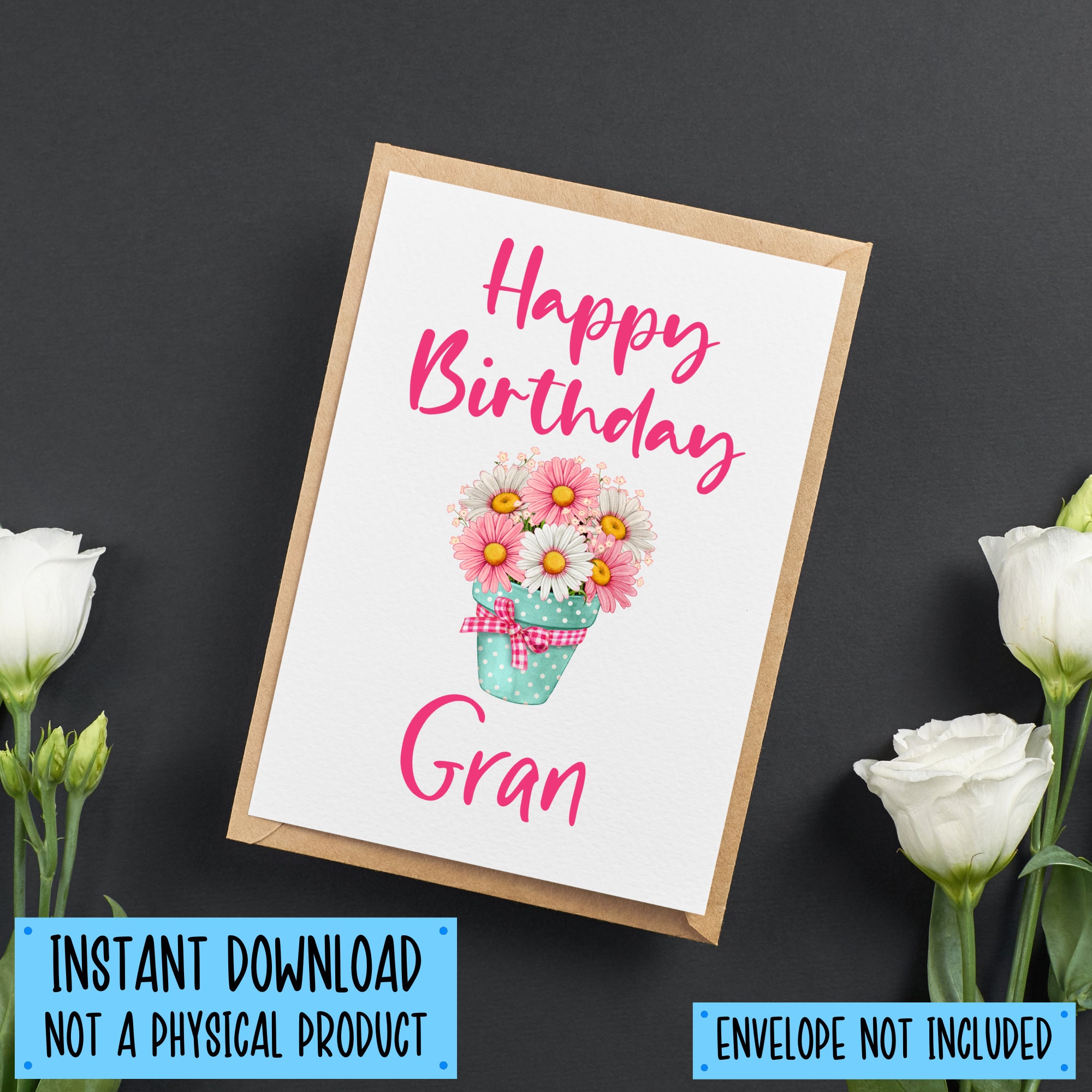 Gran Birthday Card Printable, Happy Birthday Gran Card, Downloadable ...