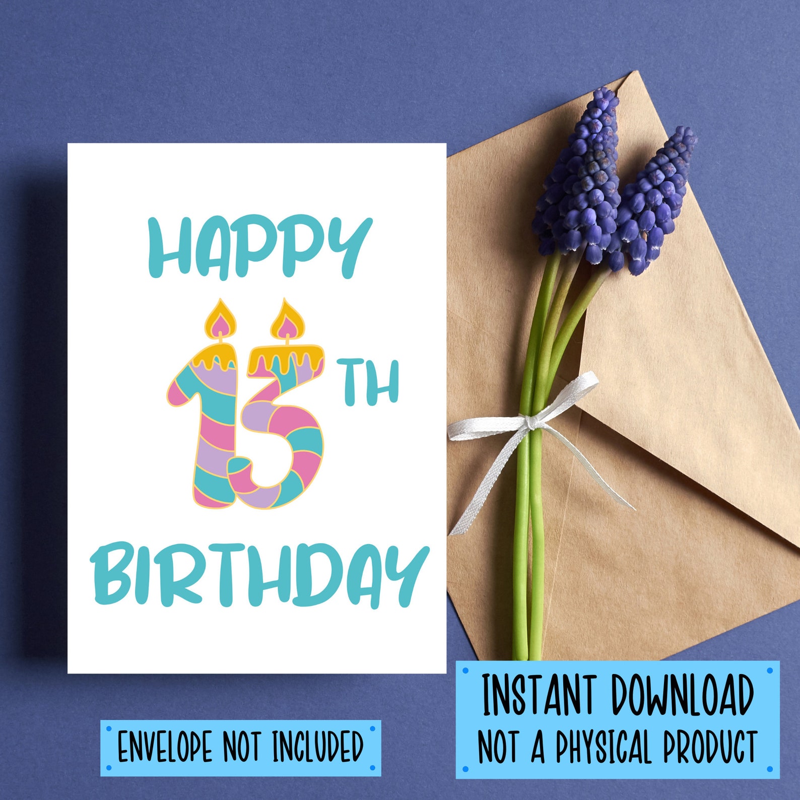 13th Birthday Card Printable, Downloadable 13th Birthday Card, 13th ...