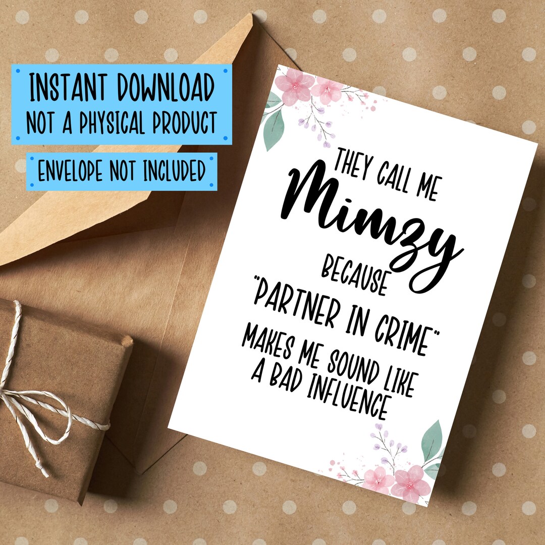 Mimzy Printable Card, Printable Card for Mimzy, Funny Mimzy Card, Mimzy ...