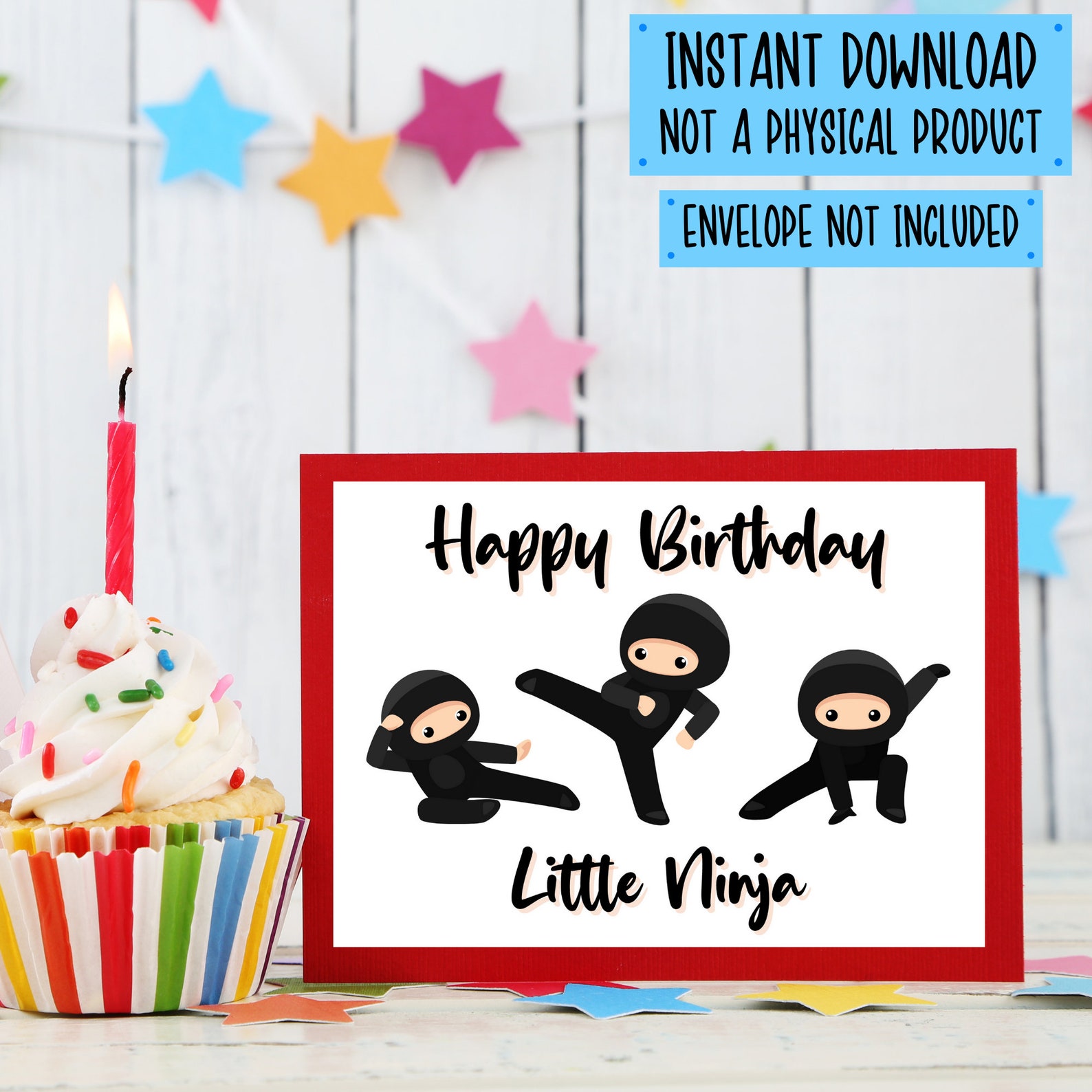 Printable Ninja Birthday Card - Ninja Card, Downloadable Card, Instant ...