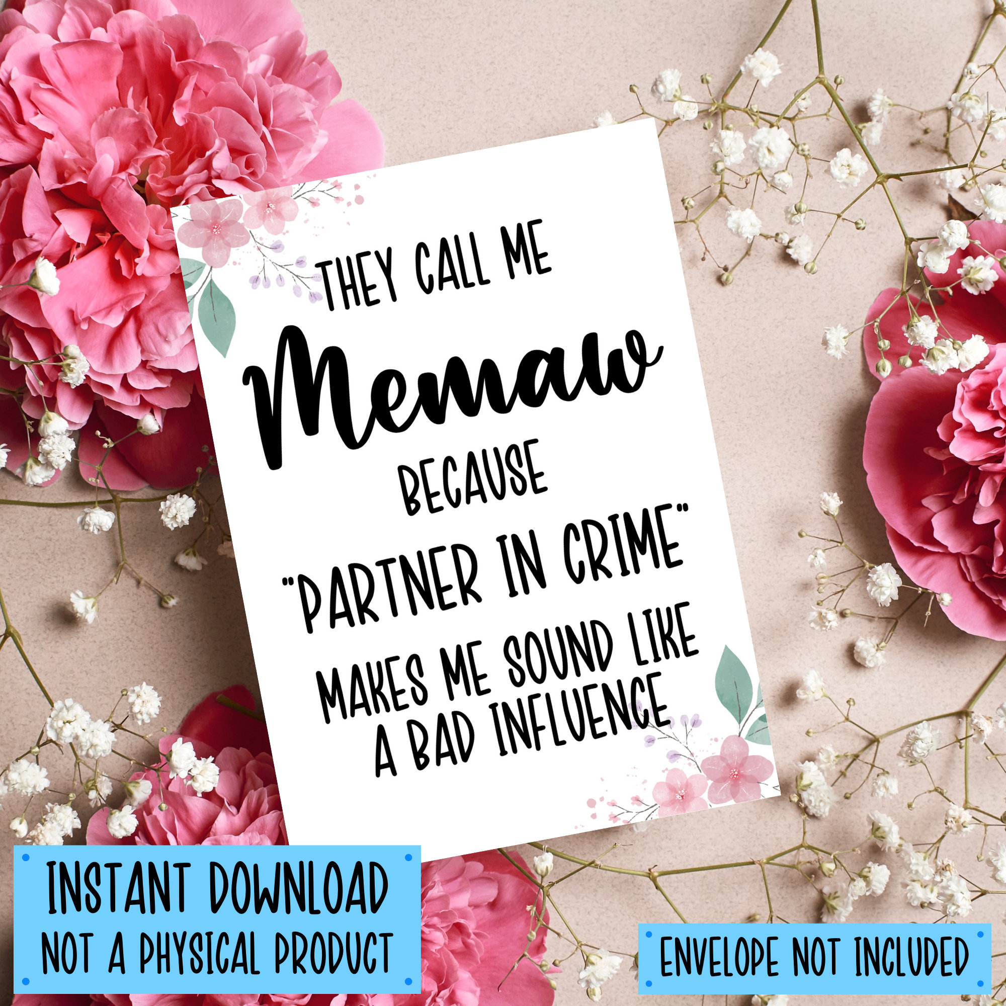 Memaw Printable Card, Printable Card for Memaw, Funny Memaw Card, Memaw ...