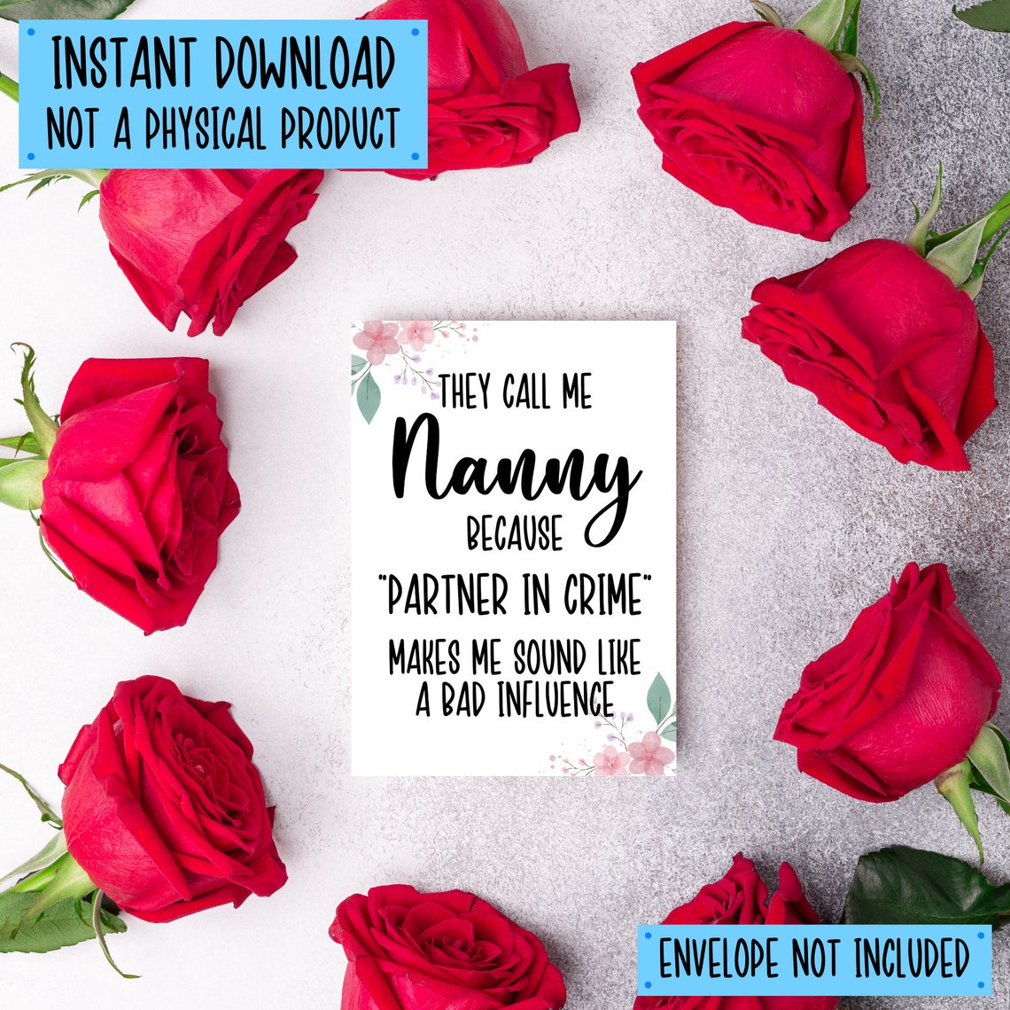 Nanny Printable Card, Printable Card for Nanny, Funny Nanny Card, Nanny ...